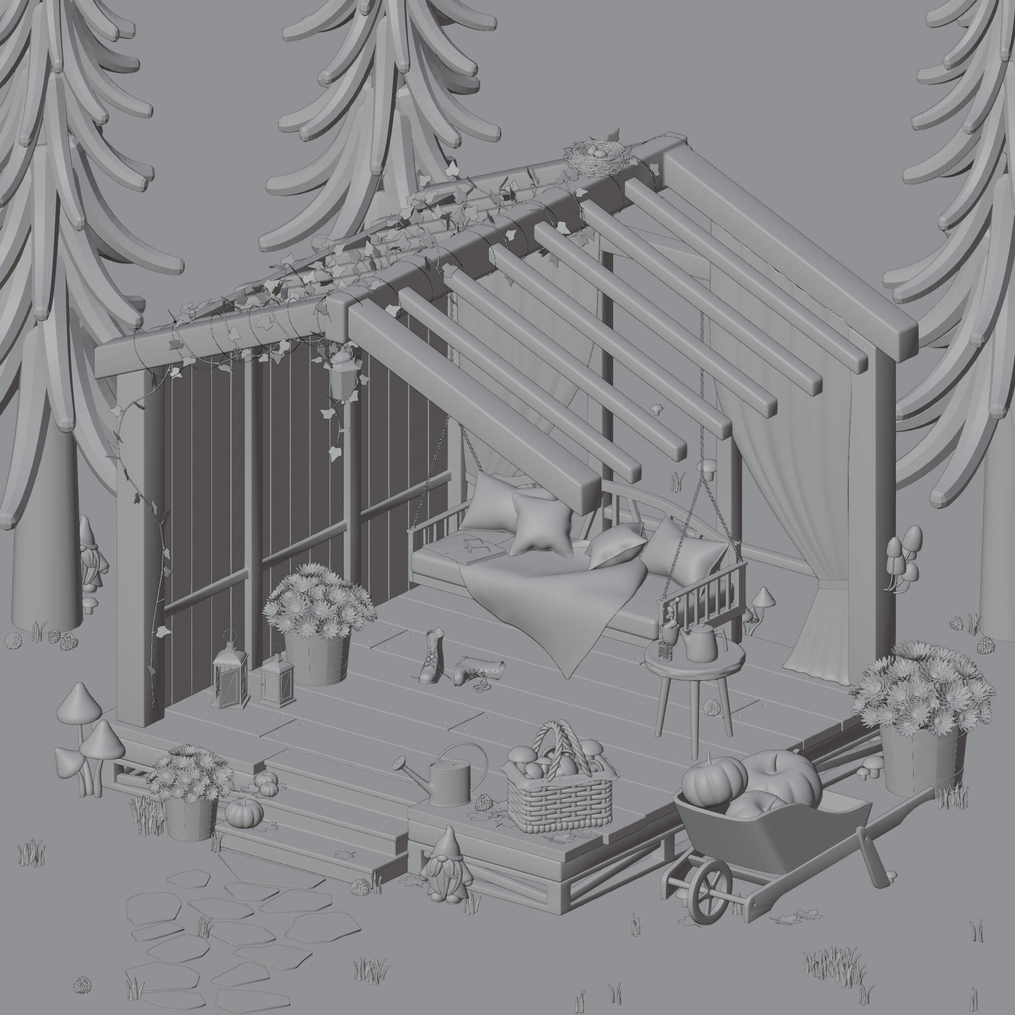 Fall Terrace - 3D Model by ApprenticeRaccoon