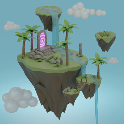 Floating Island - 3D Model by ApprenticeRaccoon