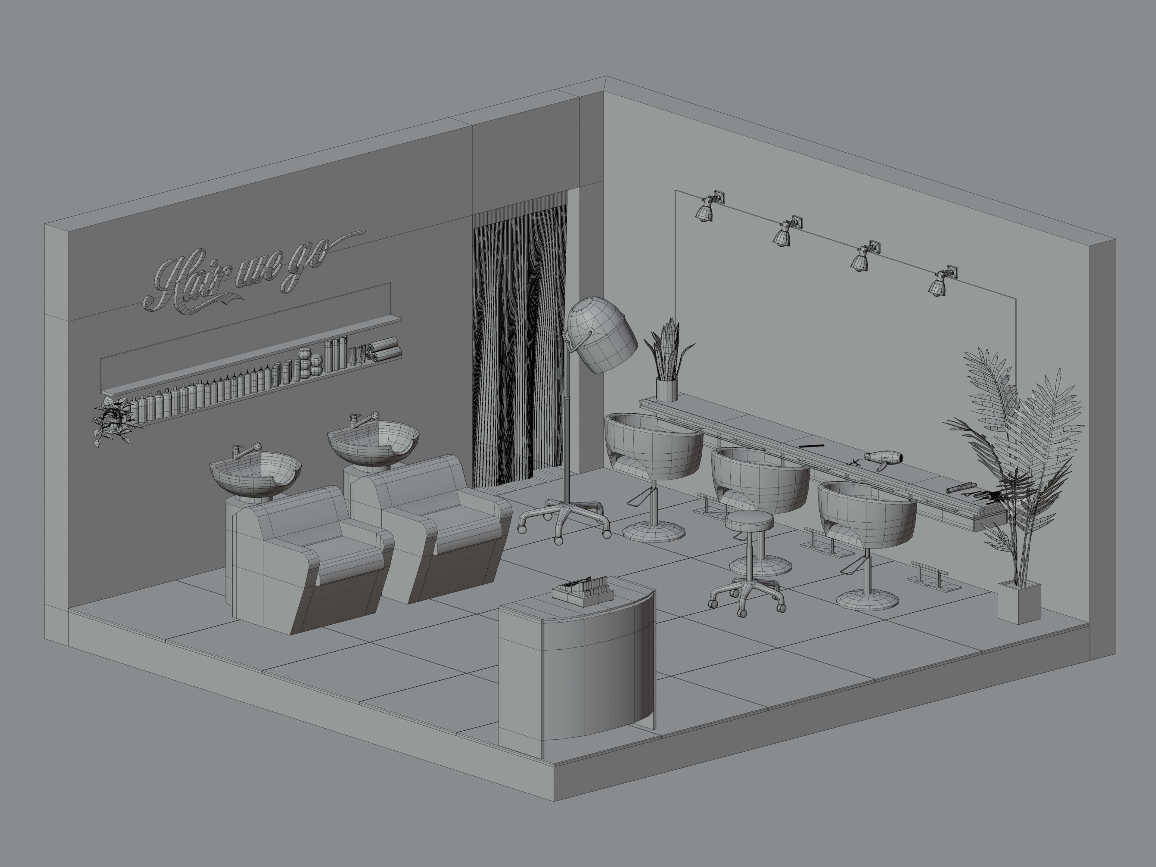 Hair Salon - Interior 3D Model by ApprenticeRaccoon