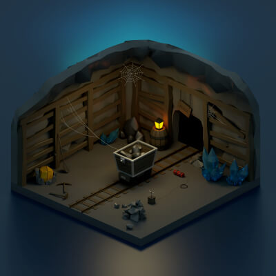Mining - Crystal Mine 3D Model by ApprenticeRaccoon