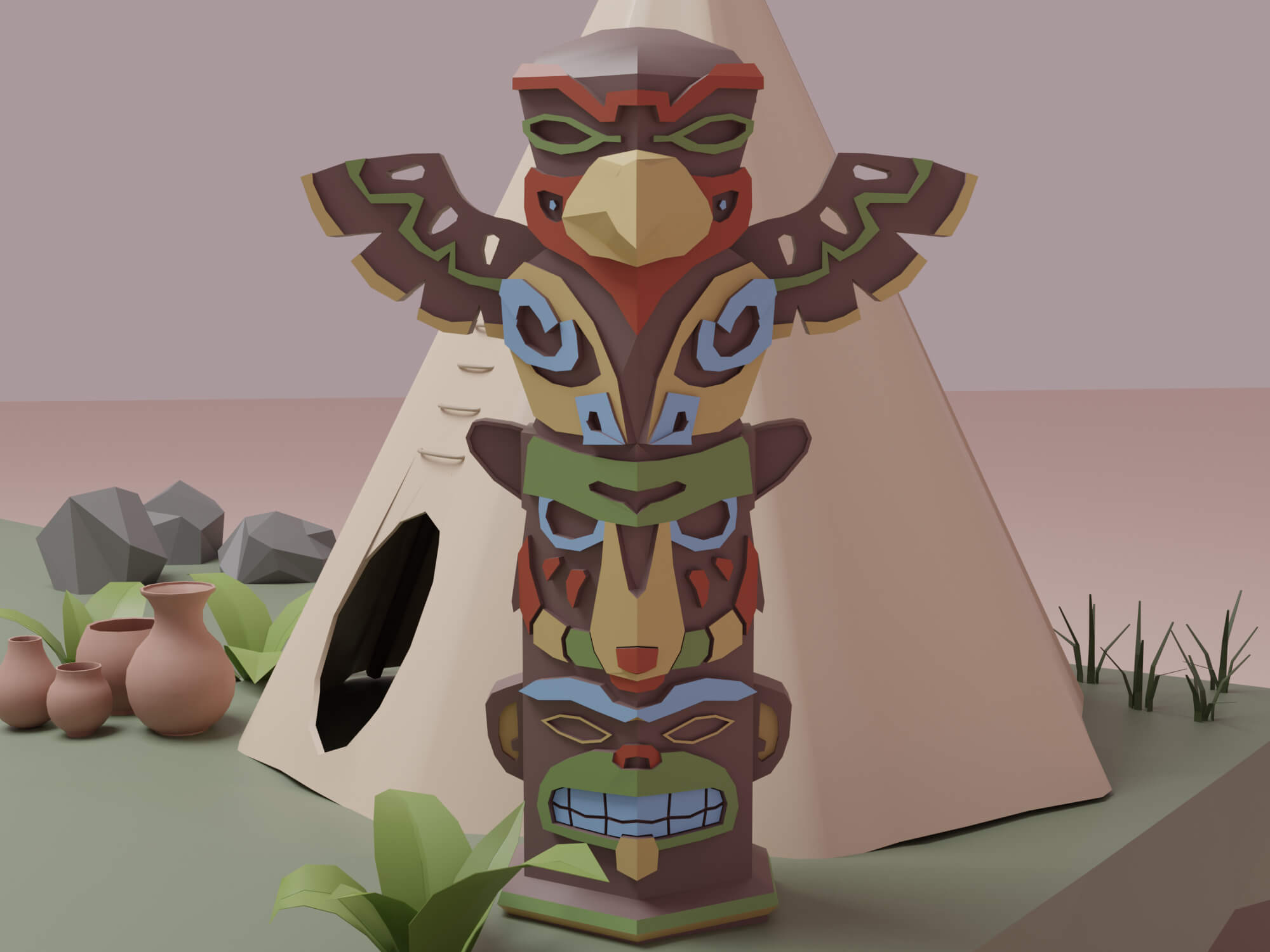 Native American Village - 3D Model by ApprenticeRaccoon