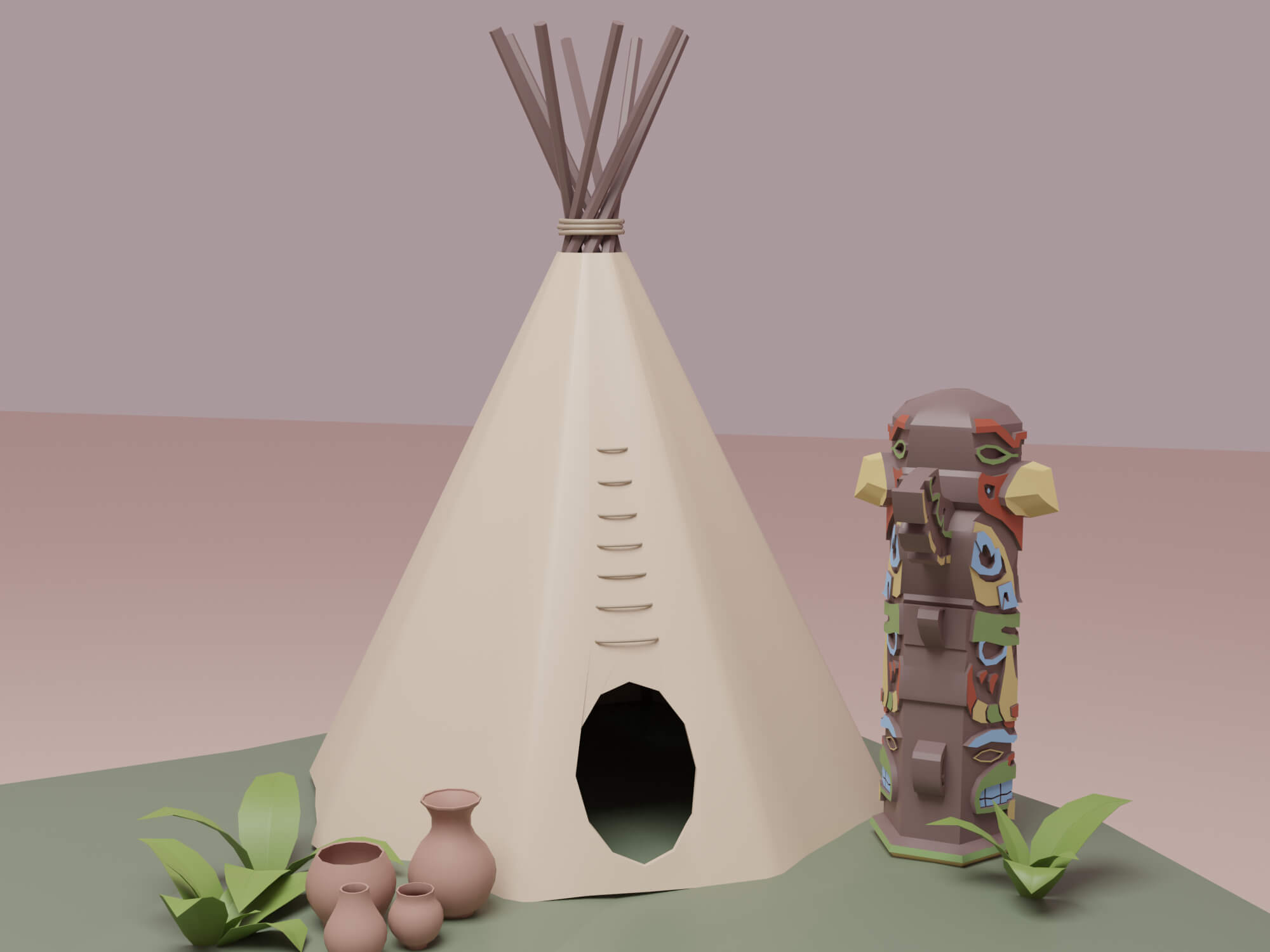 Native American Village - 3D Model by ApprenticeRaccoon