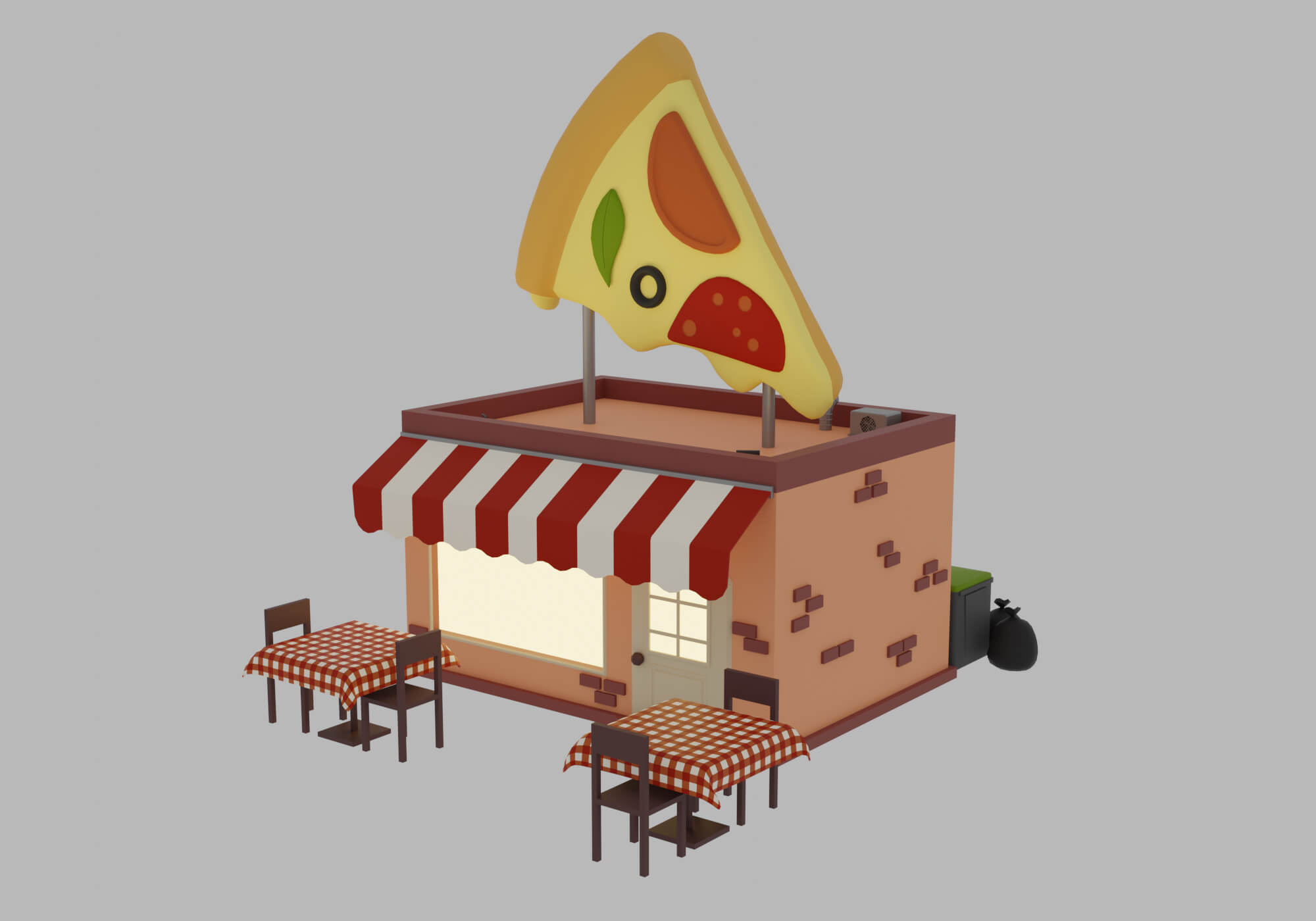 Pizzeria - Exterior 3D Model by ApprenticeRaccoon