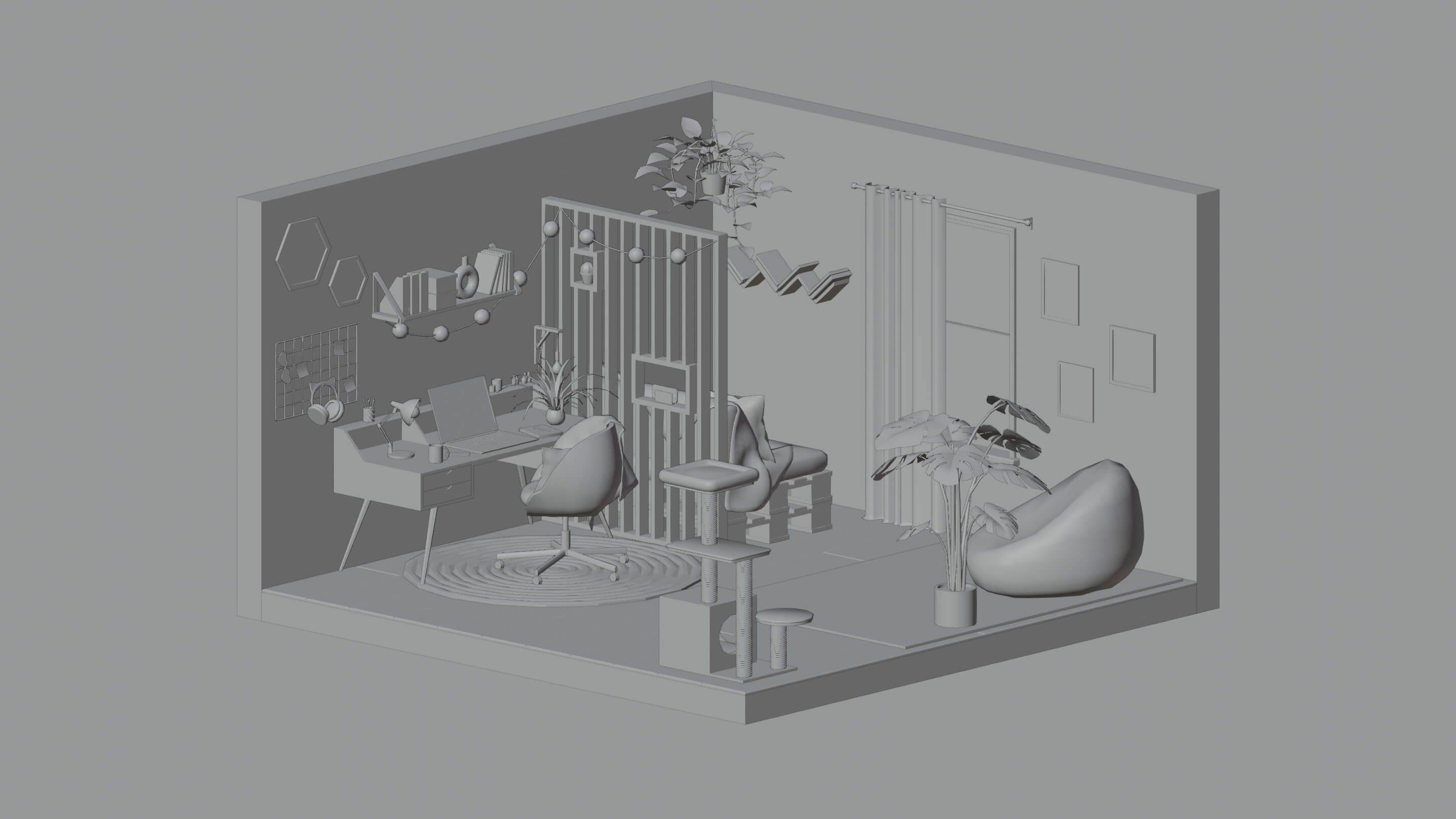 Workspace - office 3D Model by ApprenticeRaccoon