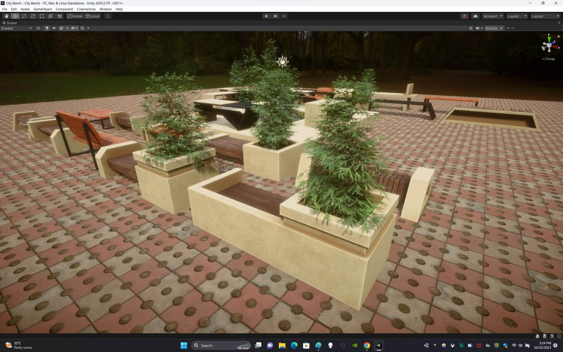 City Bench Pack 3D Render, Digital Art by ApuArt