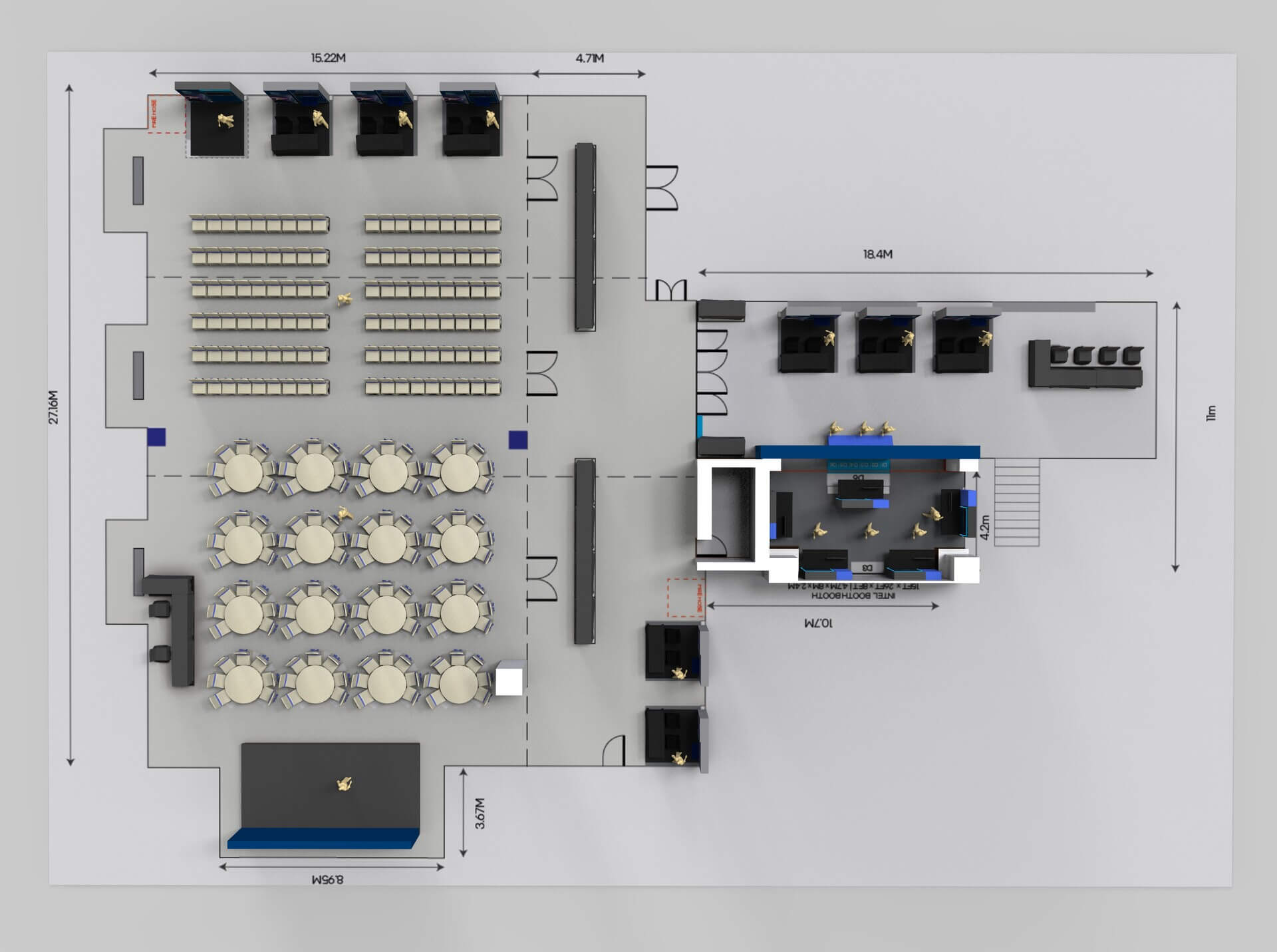 Exhibition floor plan design for Intel 3D Render by ApuArt