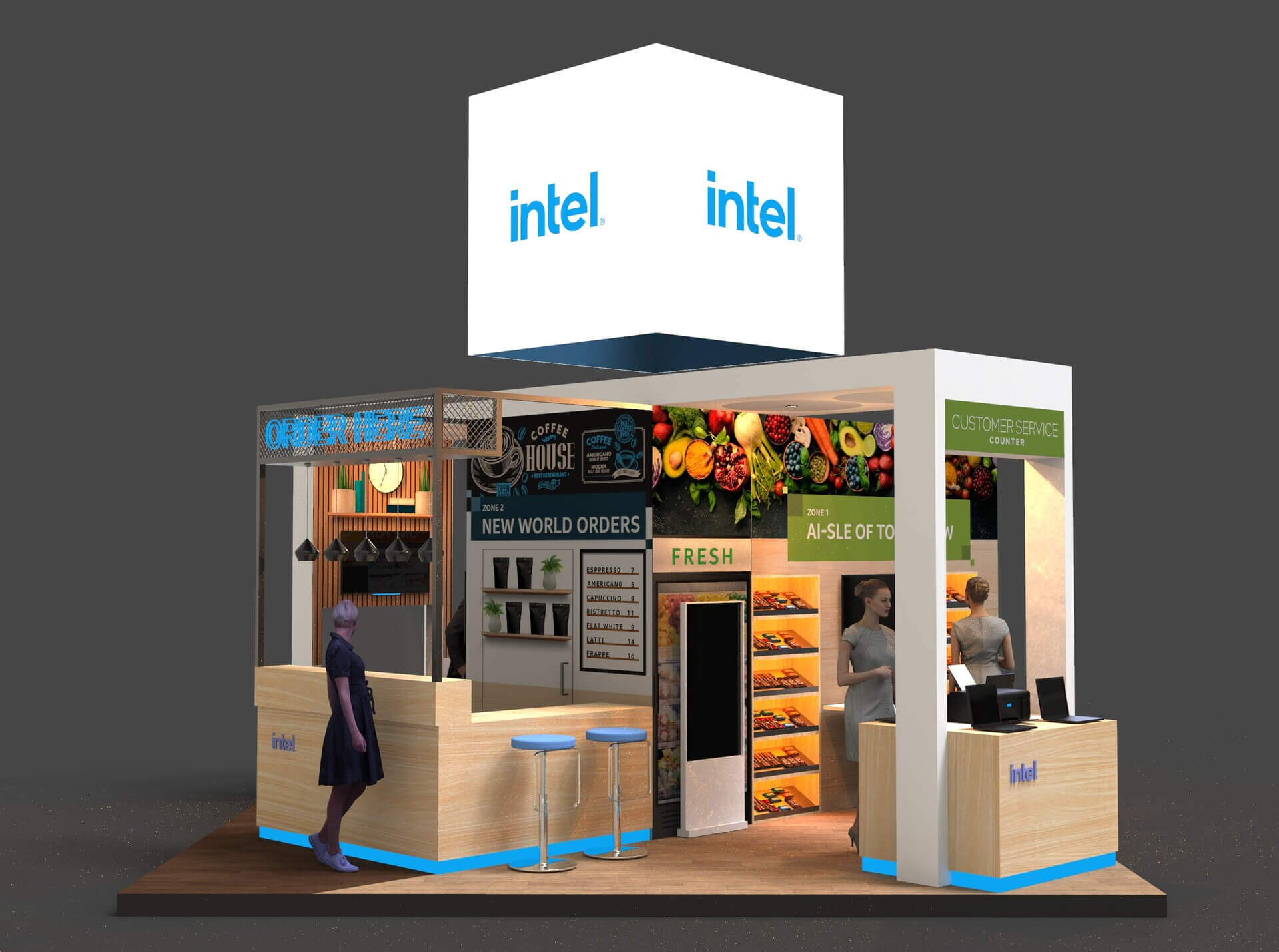 Intel Booth Design One 3D Render, Digital Art by ApuArt
