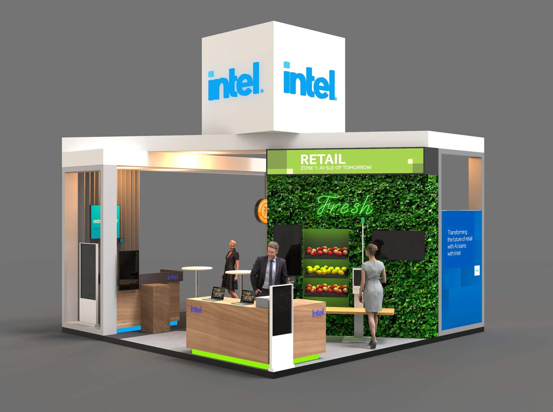 Intel Booth Design Two 3D Render, Digital Art by ApuArt