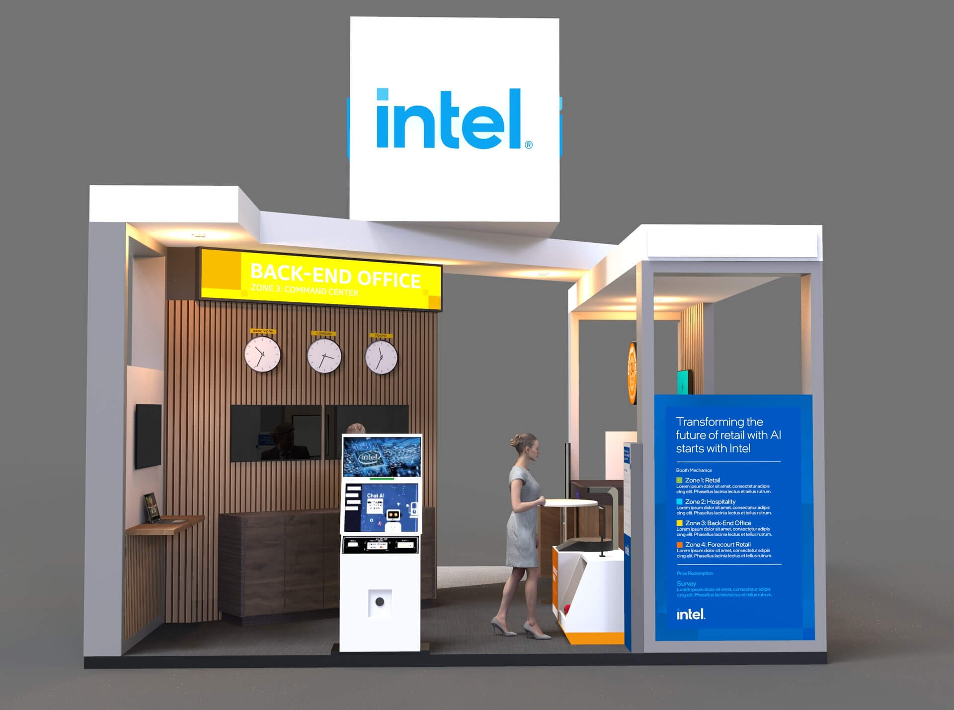 Intel Booth Design Two 3D Render, Digital Art by ApuArt