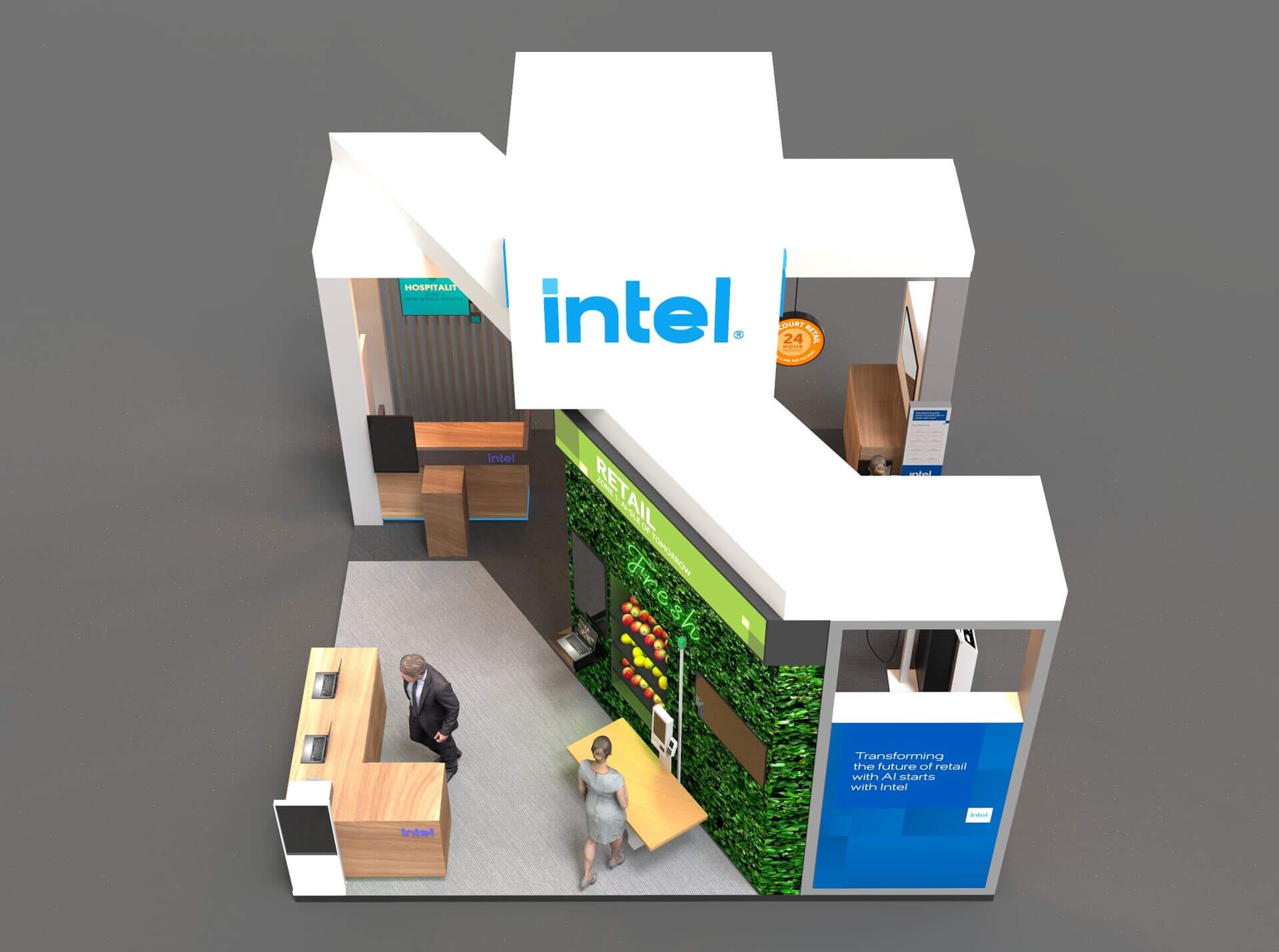 Intel Booth Design Two 3D Render, Digital Art by ApuArt