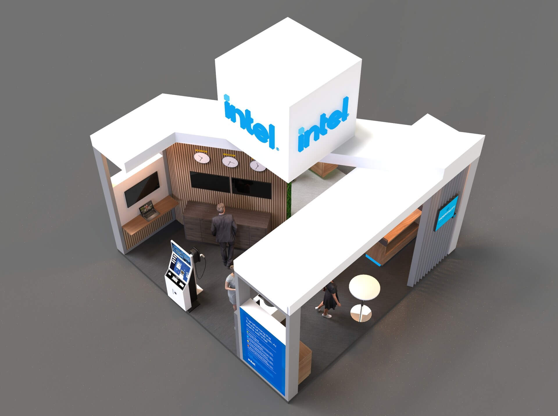 Intel Booth Design Two 3D Render, Digital Art by ApuArt