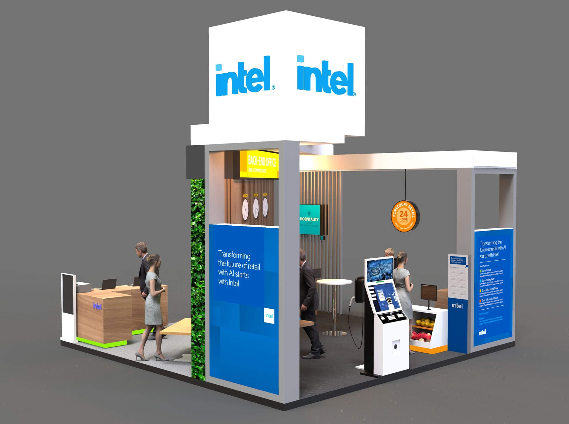 Intel Booth Design Two 3D Render, Digital Art by ApuArt