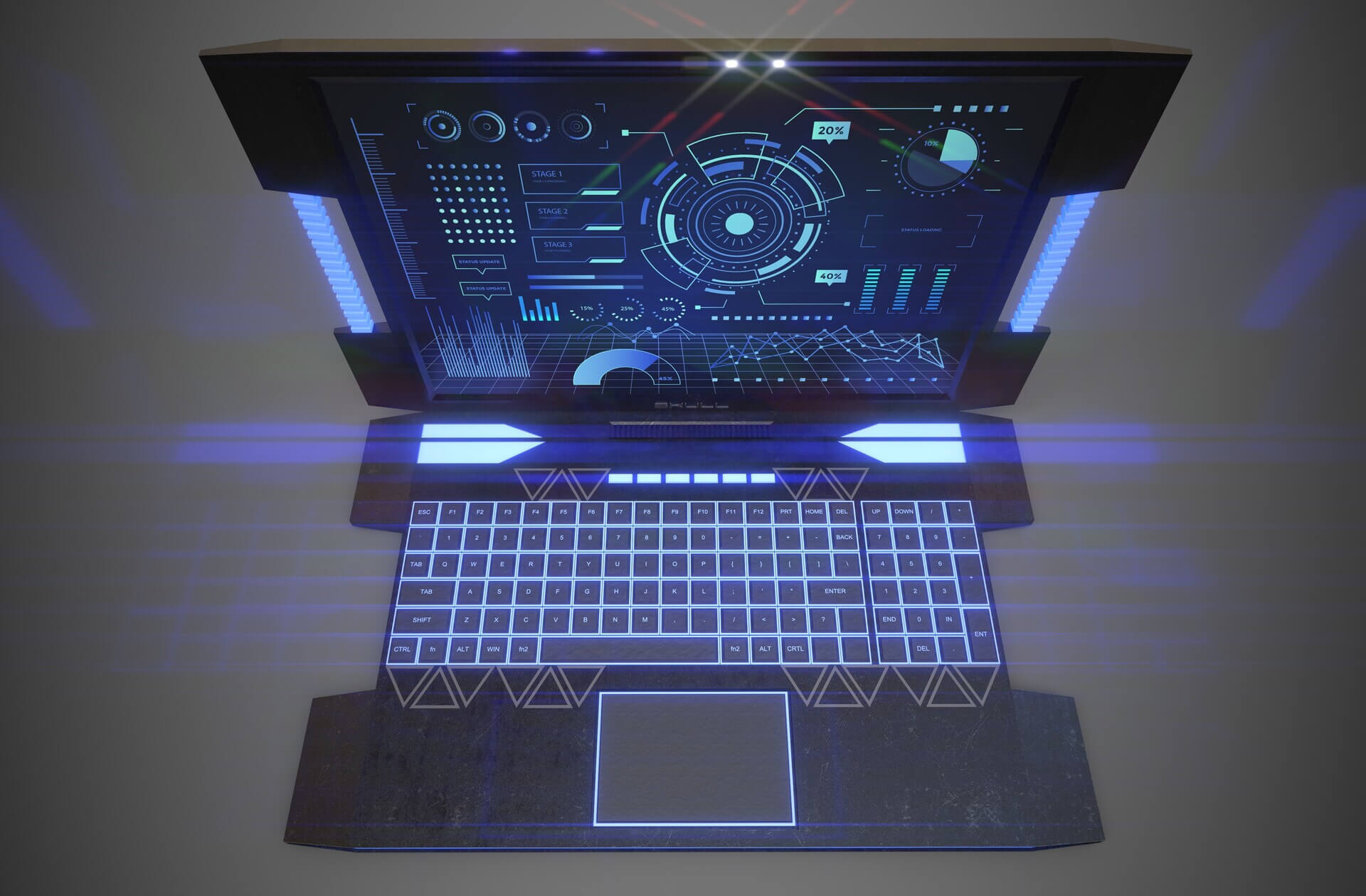 Laptop Skull 3D Render, Digital Art by ApuArt