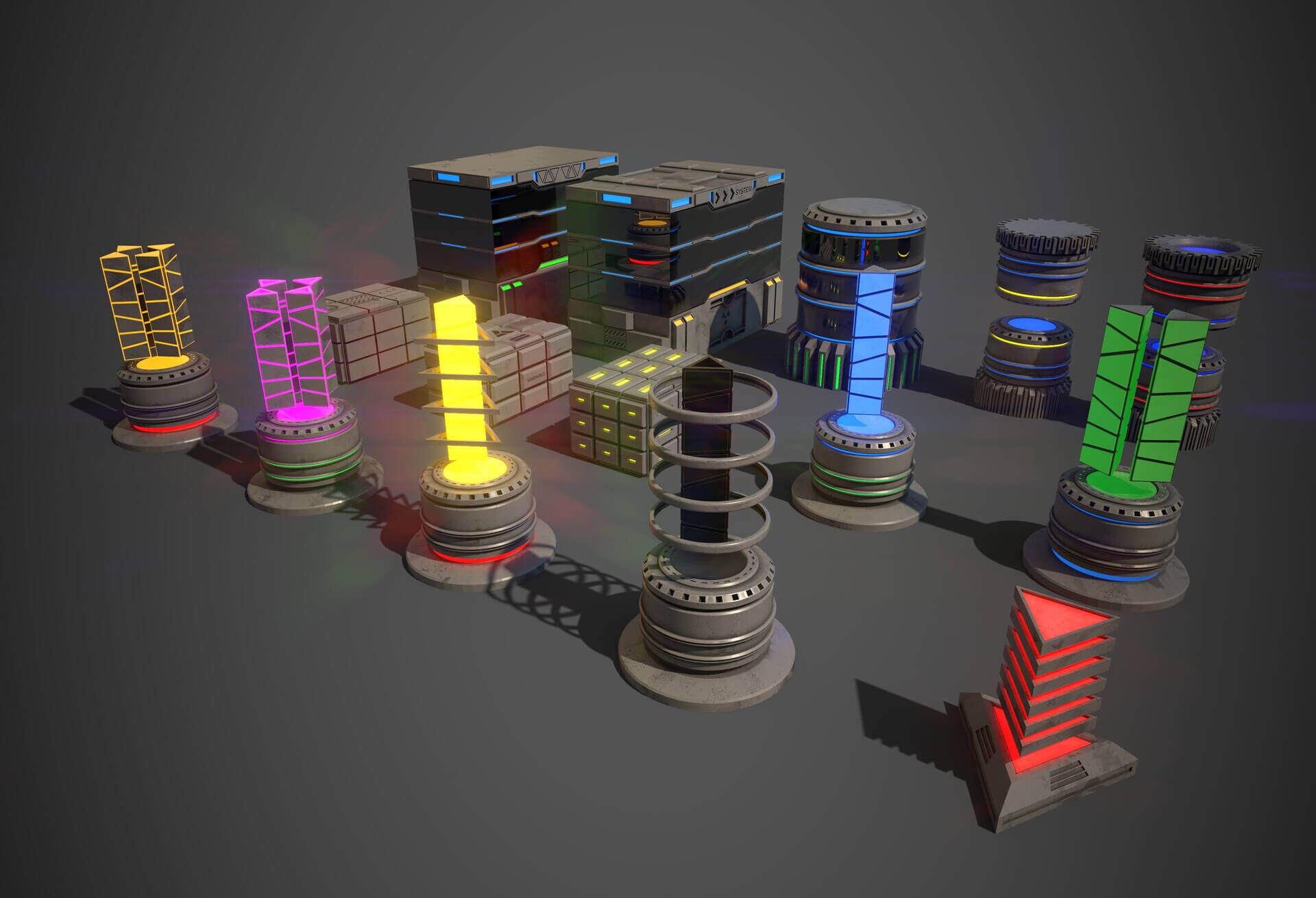 Sci-Fi Props Collection one 3D Render, Digital Art by ApuArt