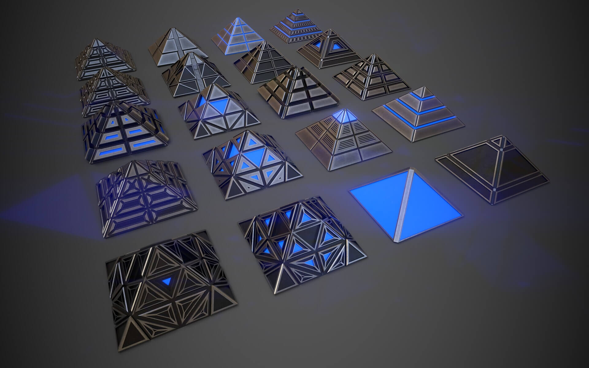 Sci-Fi Pyramid Metal 3D Render, Digital Art by ApuArt