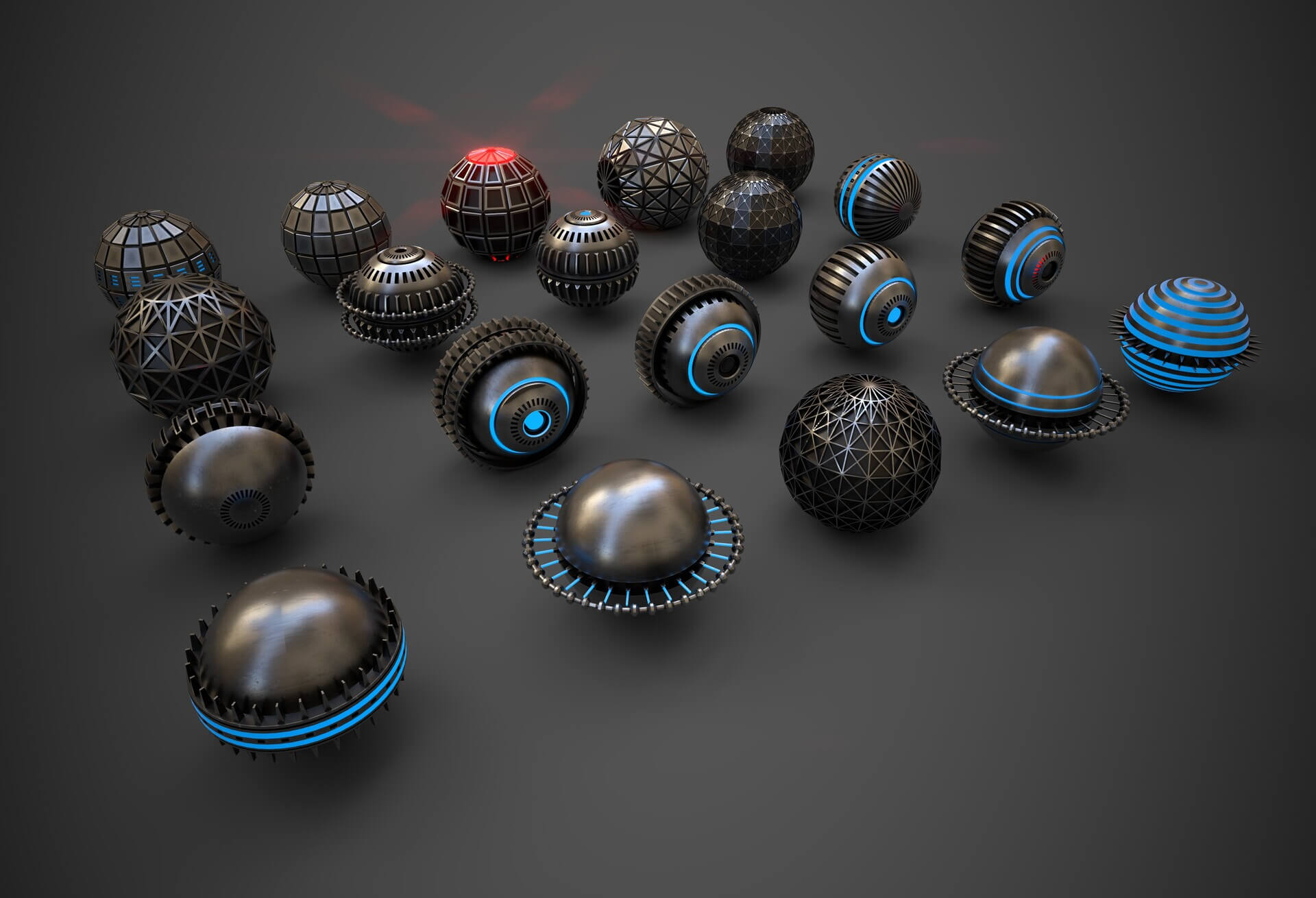Sci-Fi Sphere Collection Metal One 3D Render by ApuArt
