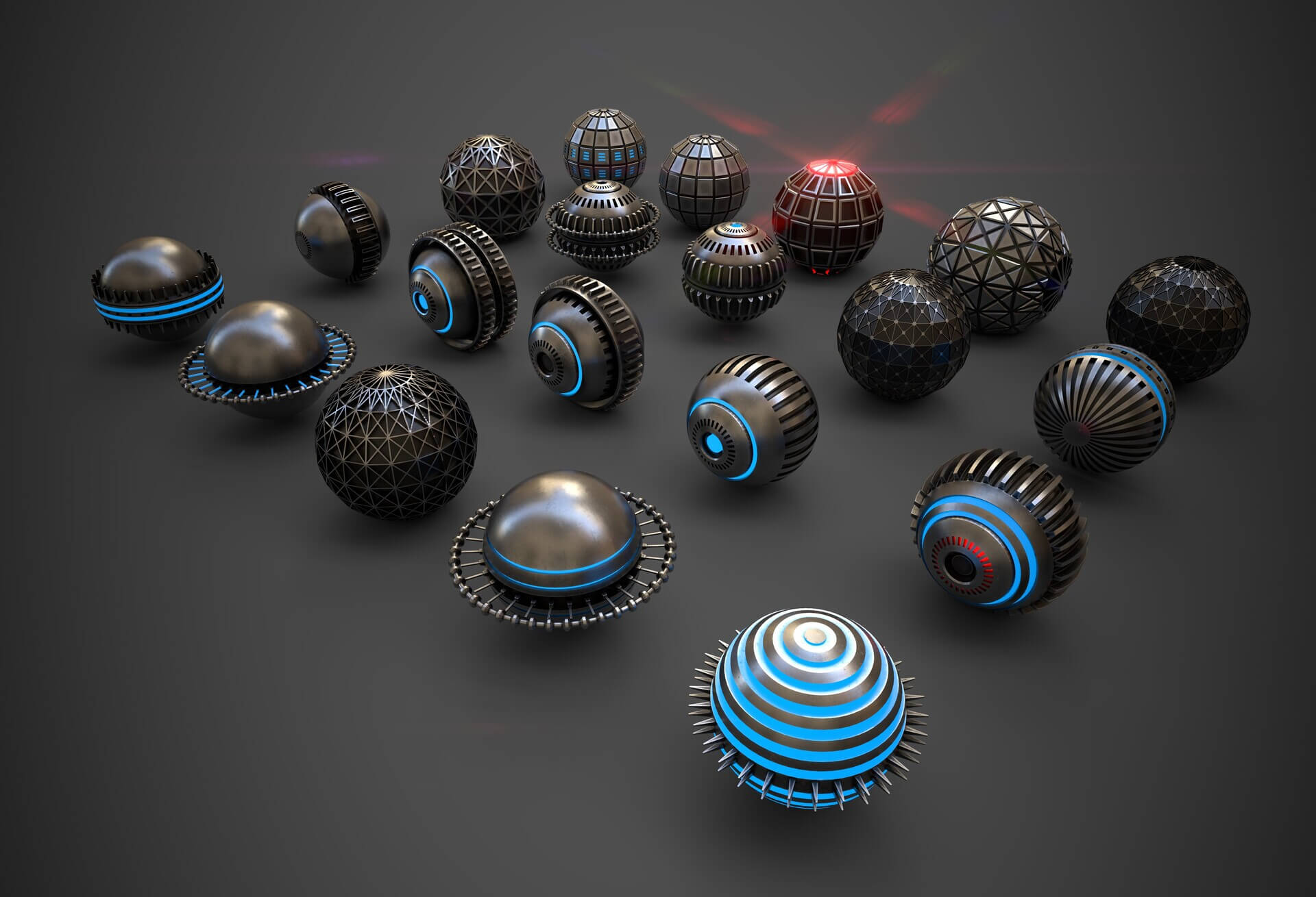 Sci-Fi Sphere Collection Metal One 3D Render by ApuArt