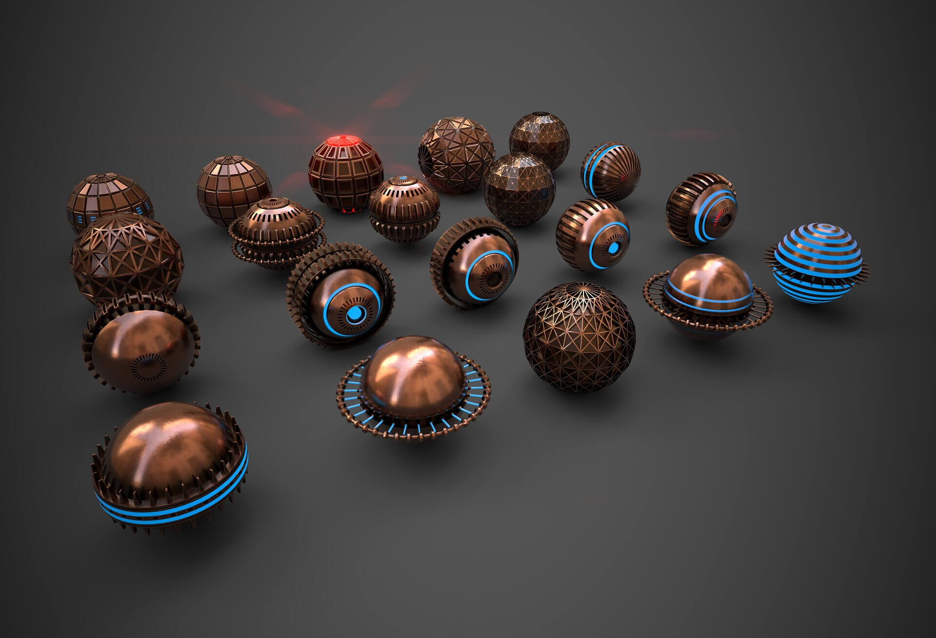 Sci-Fi Sphere Collection Metal Two 3D Render by ApuArt