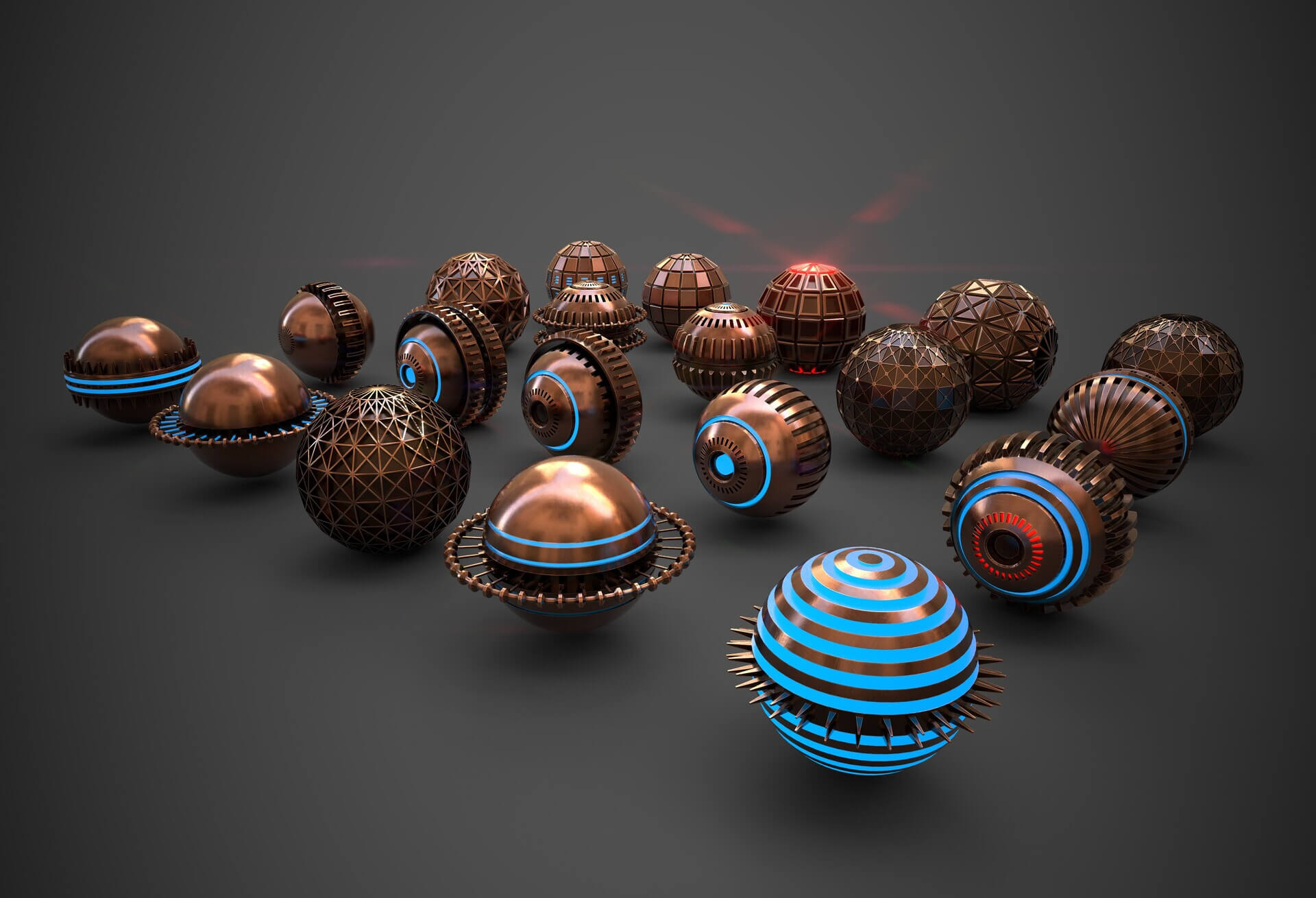Sci-Fi Sphere Collection Metal Two 3D Render by ApuArt