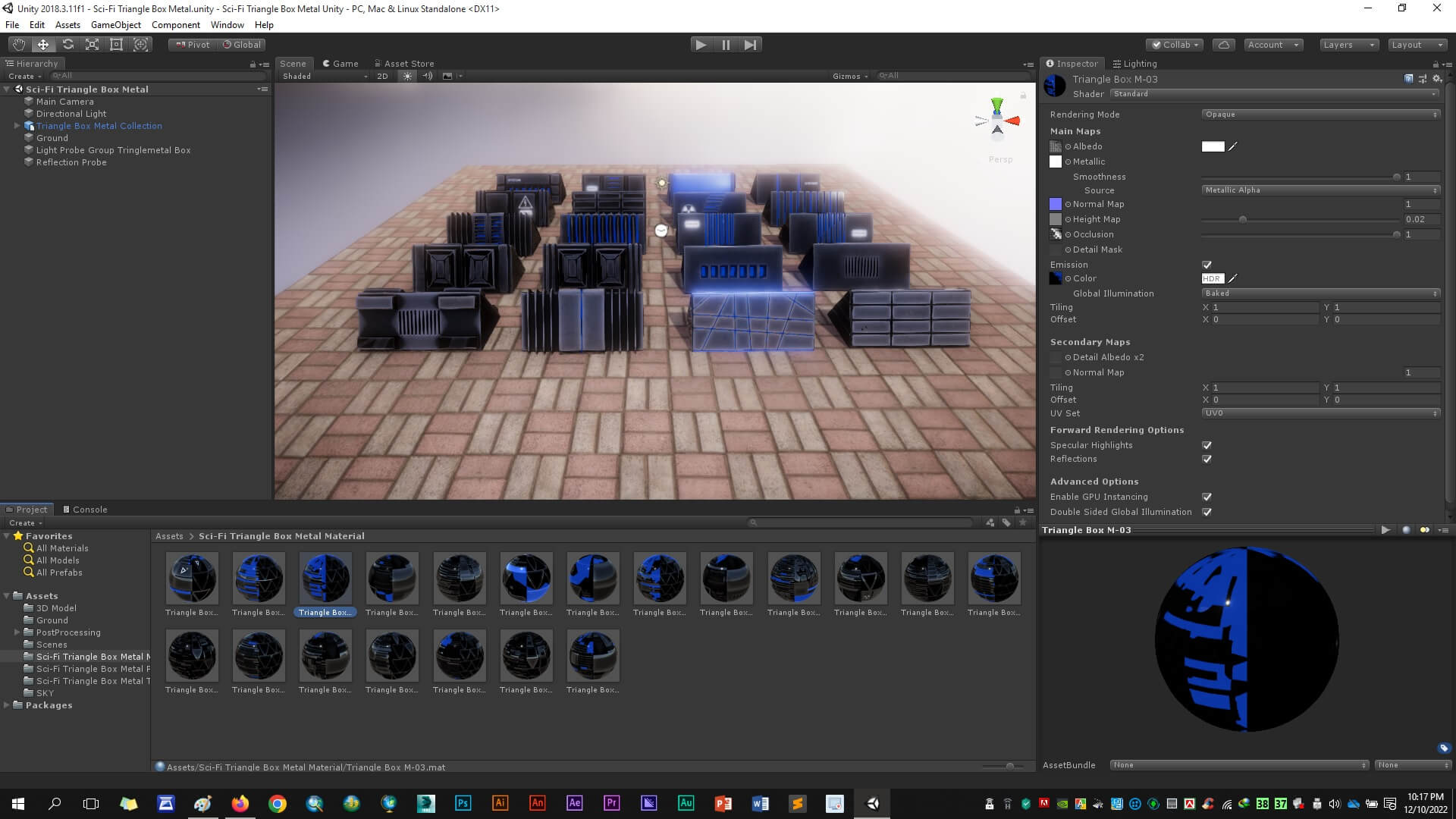 Sci-Fi Triangle Box Metal 3D Render, Digital Art by ApuArt