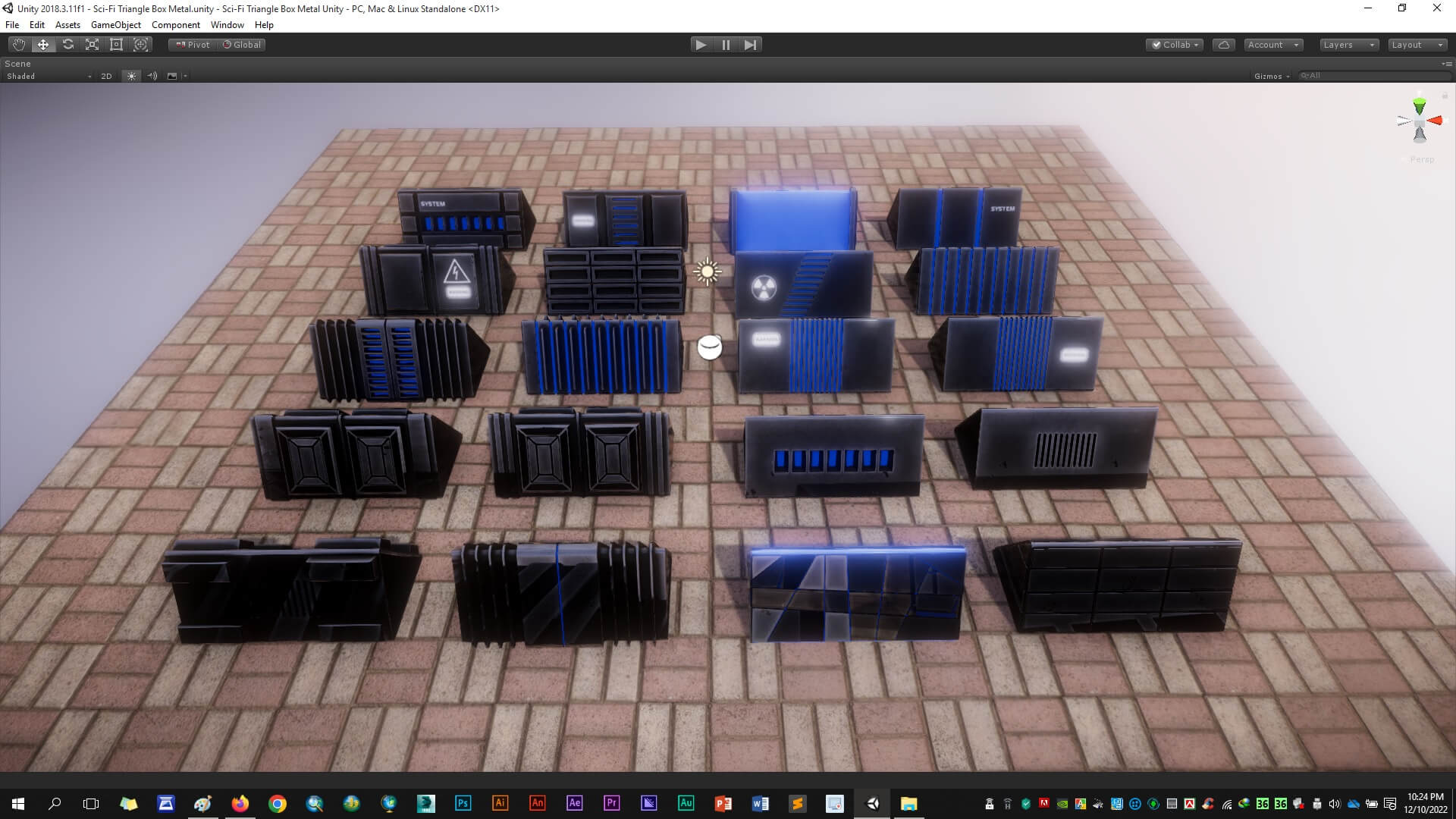 Sci-Fi Triangle Box Metal 3D Render, Digital Art by ApuArt