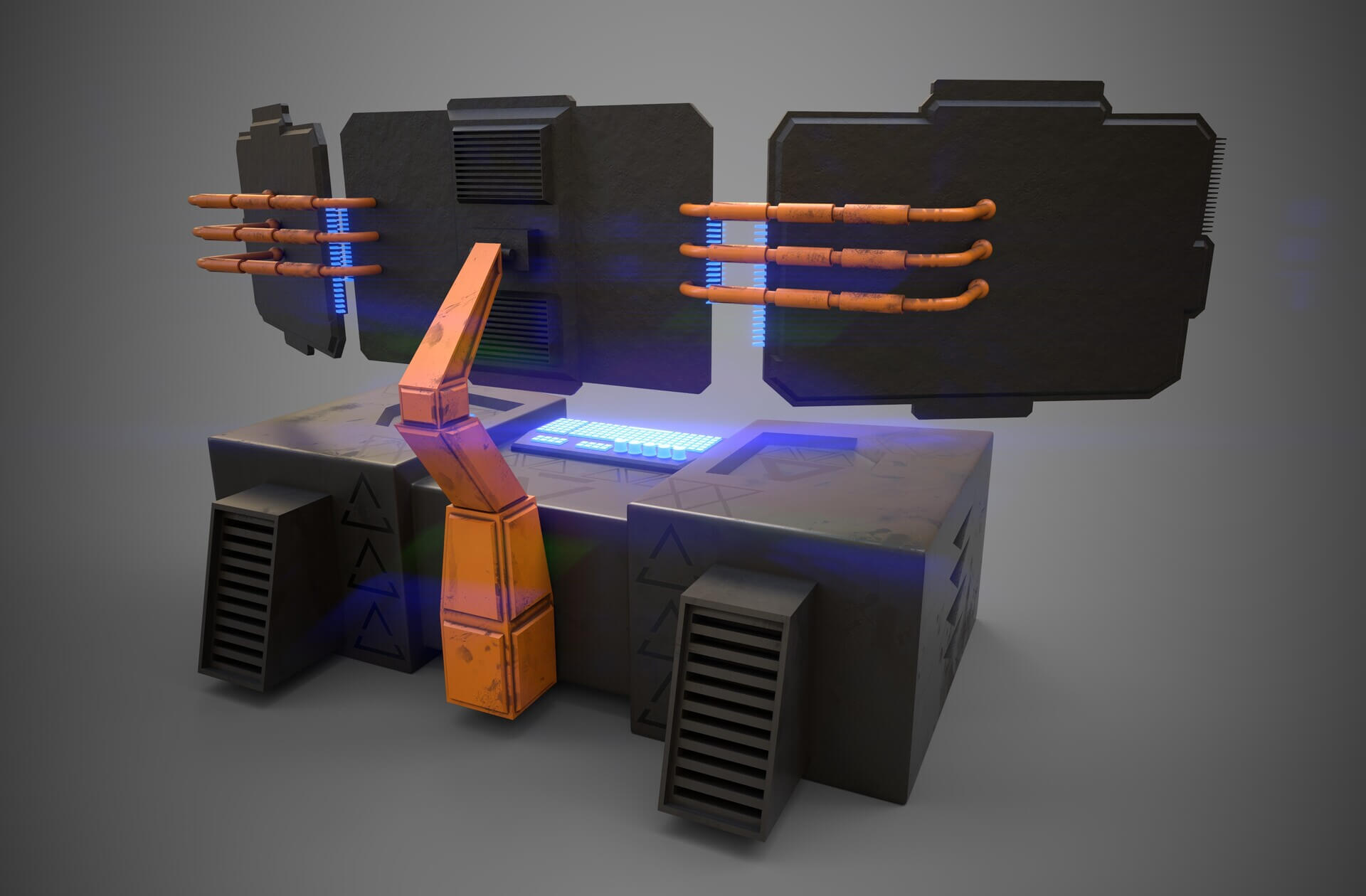 Sci-Fi Workstation 3D Render, Digital Art by ApuArt