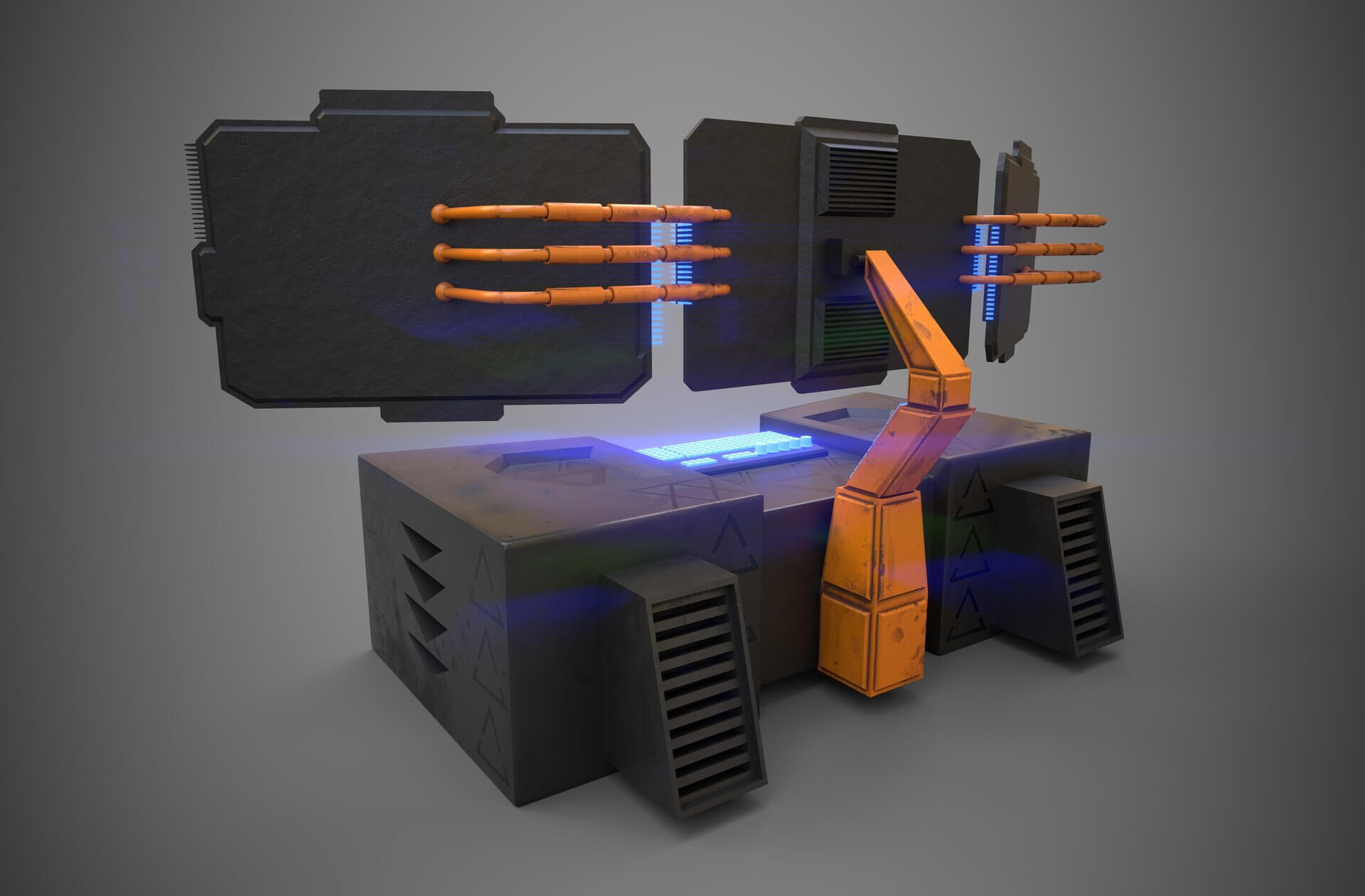 Sci-Fi Workstation 3D Render, Digital Art by ApuArt