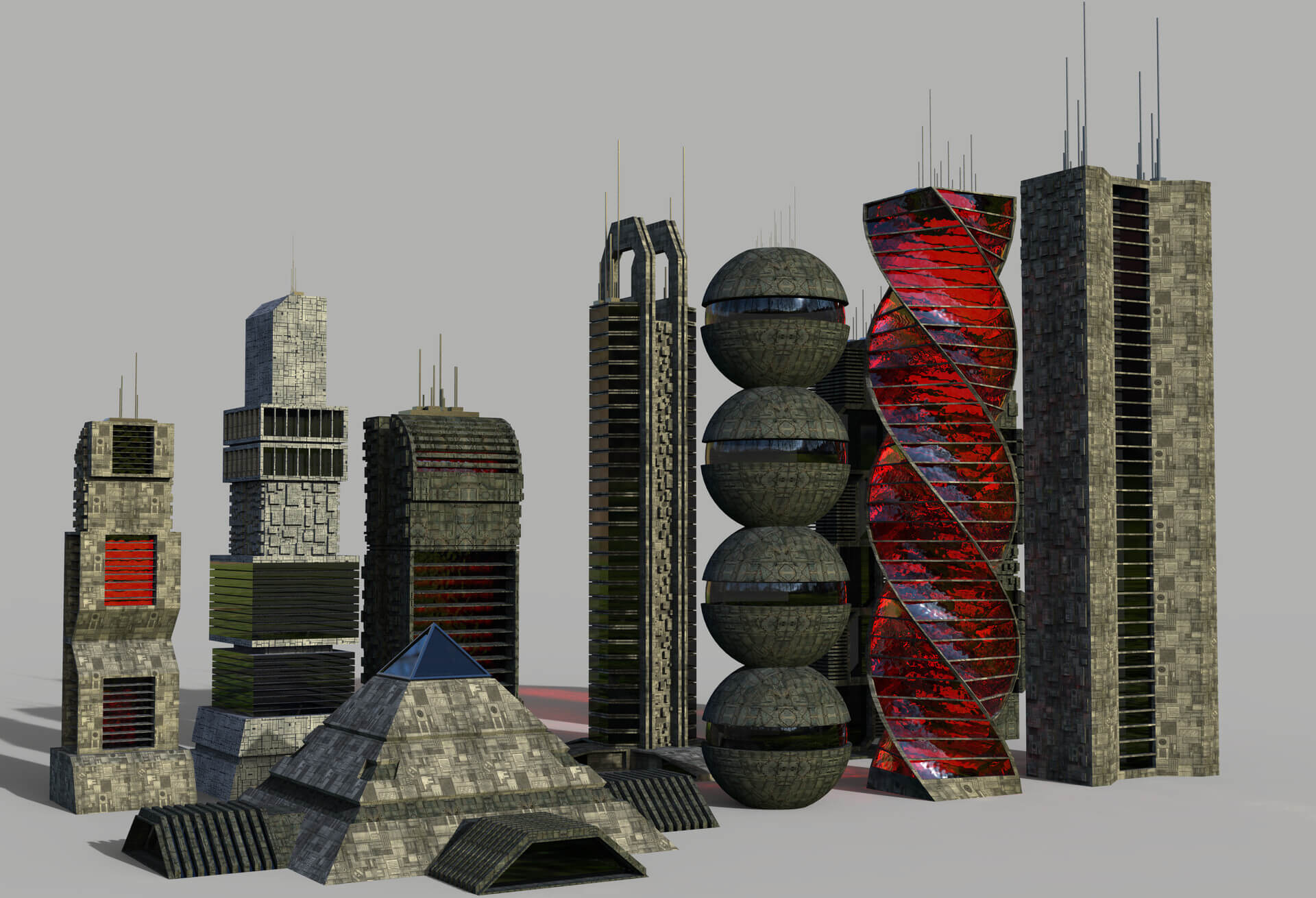 Science fiction Buildings 3D Render, Digital Art by ApuArt