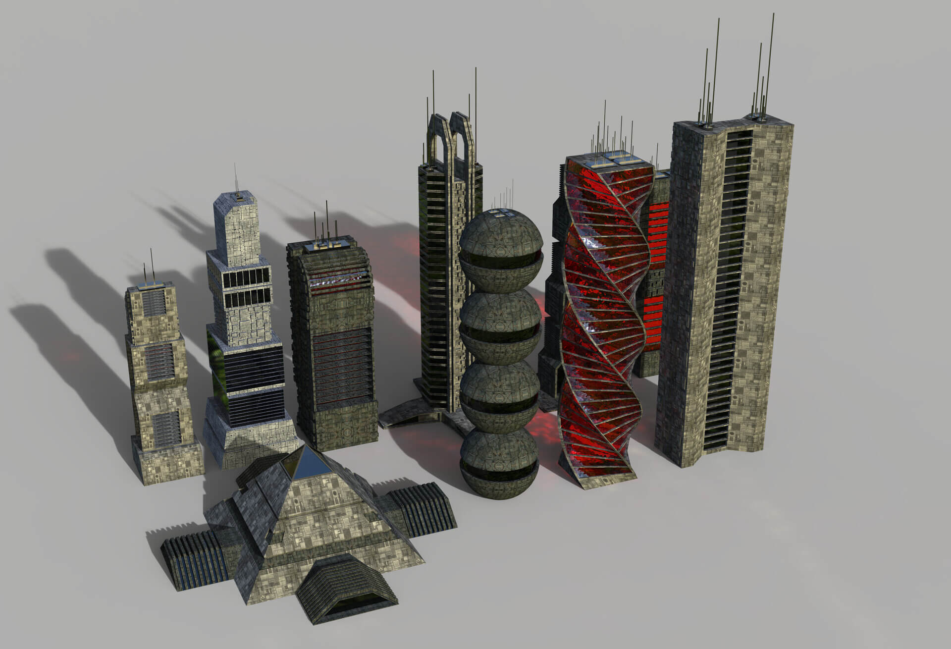 Science fiction Buildings 3D Render, Digital Art by ApuArt