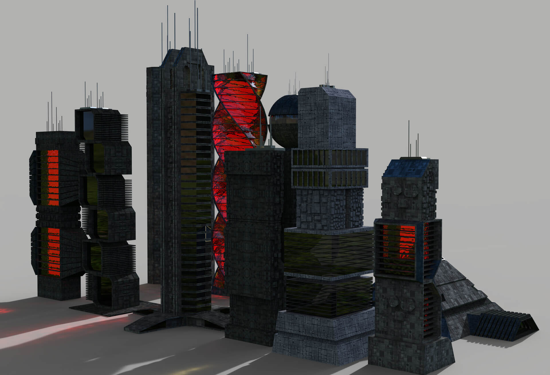 Science fiction Buildings 3D Render, Digital Art by ApuArt