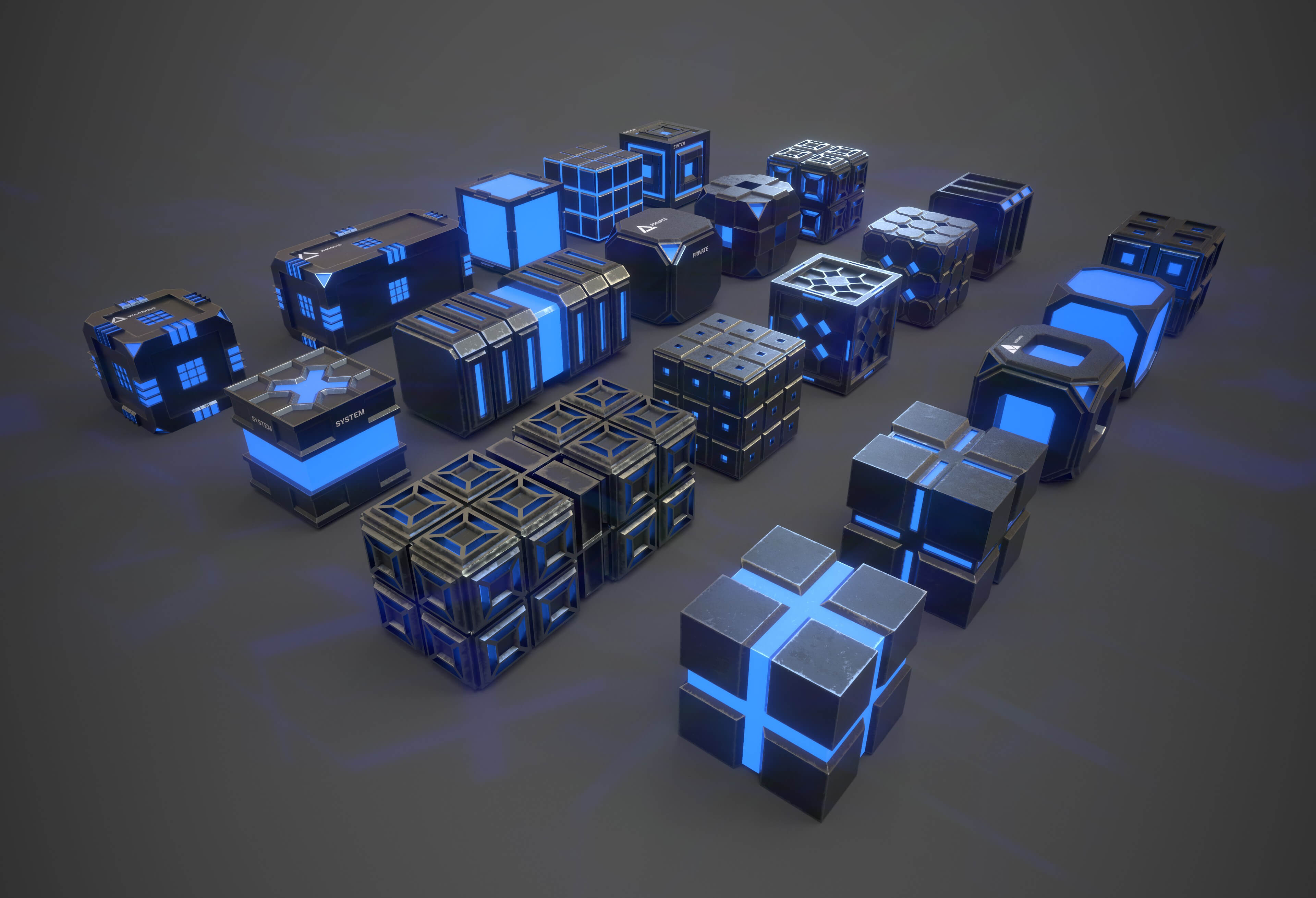 Sic-Fi Box Collection Metal 3D Render, Digital Art by ApuArt