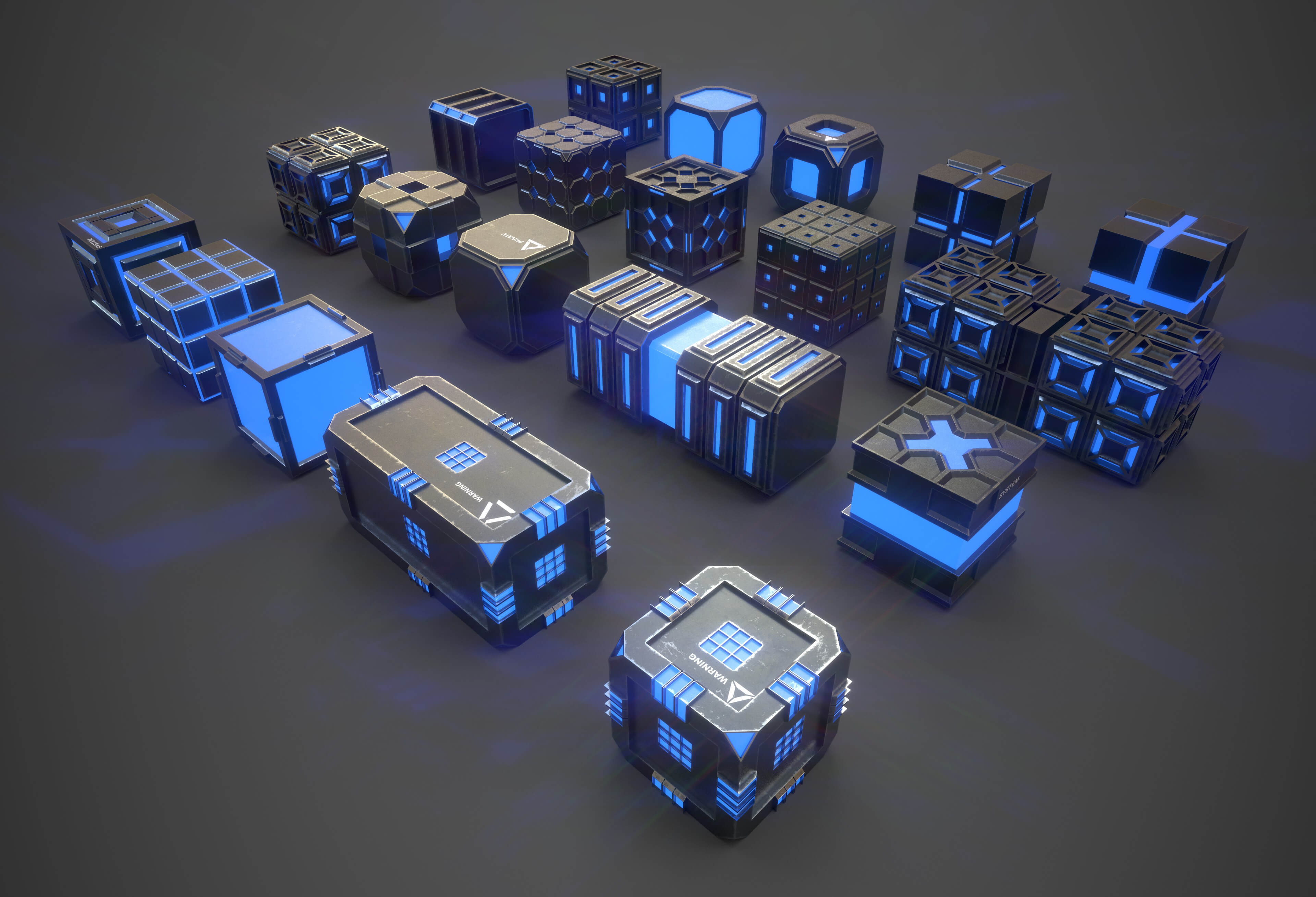 Sic-Fi Box Collection Metal 3D Render, Digital Art by ApuArt