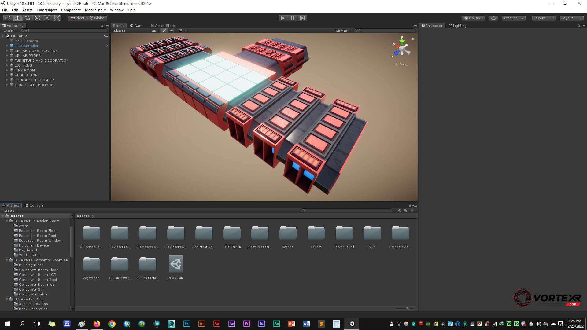 Virtual XR reality sci-fi lab design for Taylors Universi
