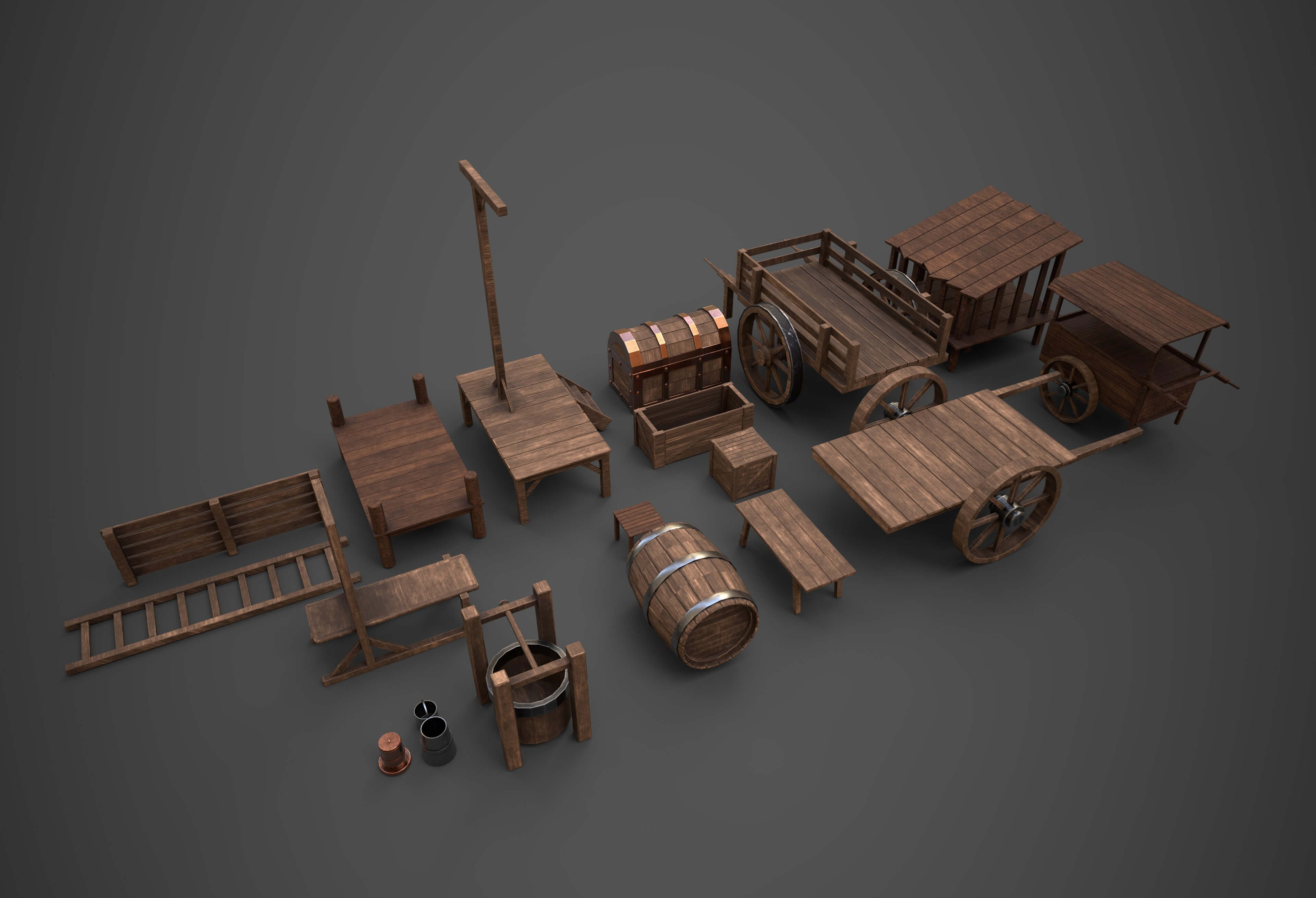 Wood Props Collection One 3D Render, Digital Art by ApuArt