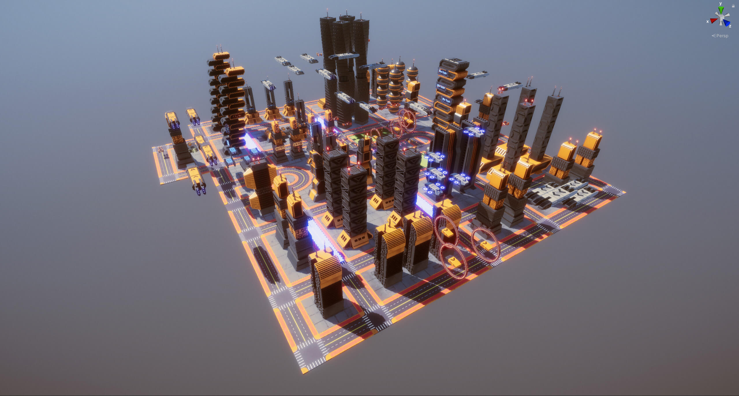 Sci-Fi City Block Level Design 3D Model by ApuArt