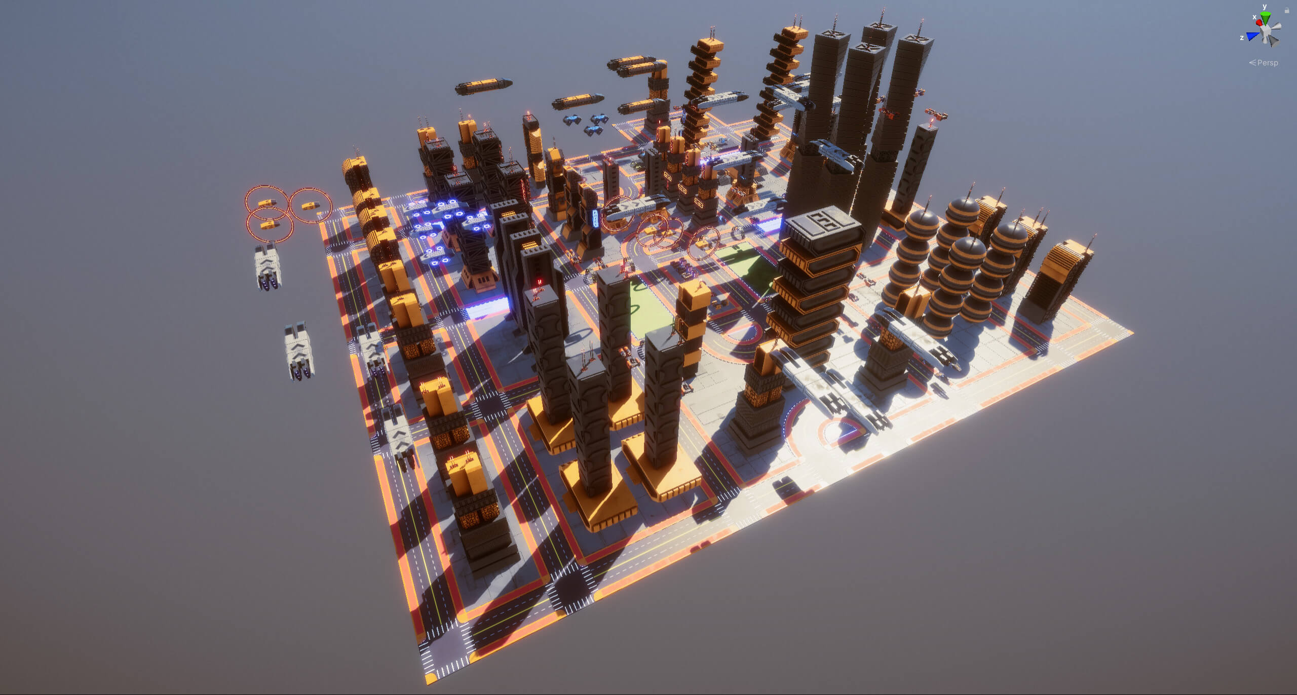 Sci-Fi City Block Level Design 3D Model by ApuArt