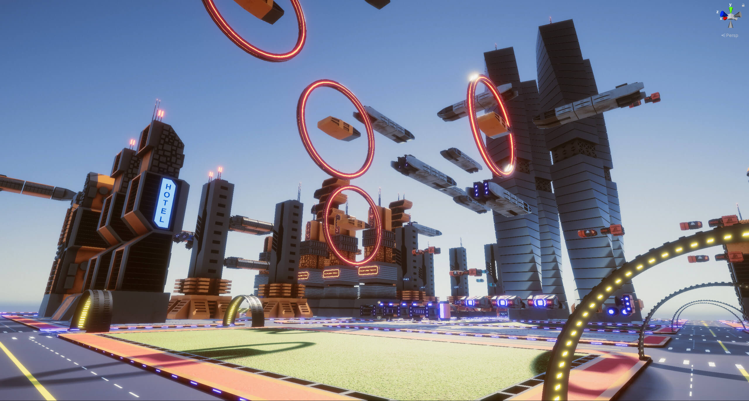 Sci-Fi City Block Level Design 3D Model by ApuArt