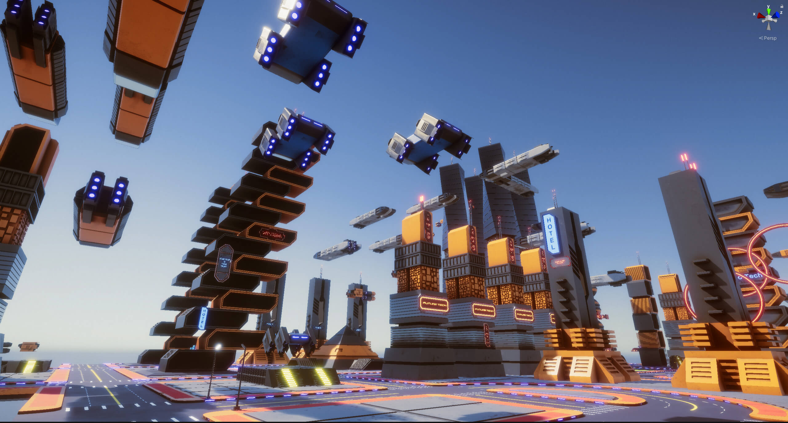 Sci-Fi City Block Level Design 3D Model by ApuArt