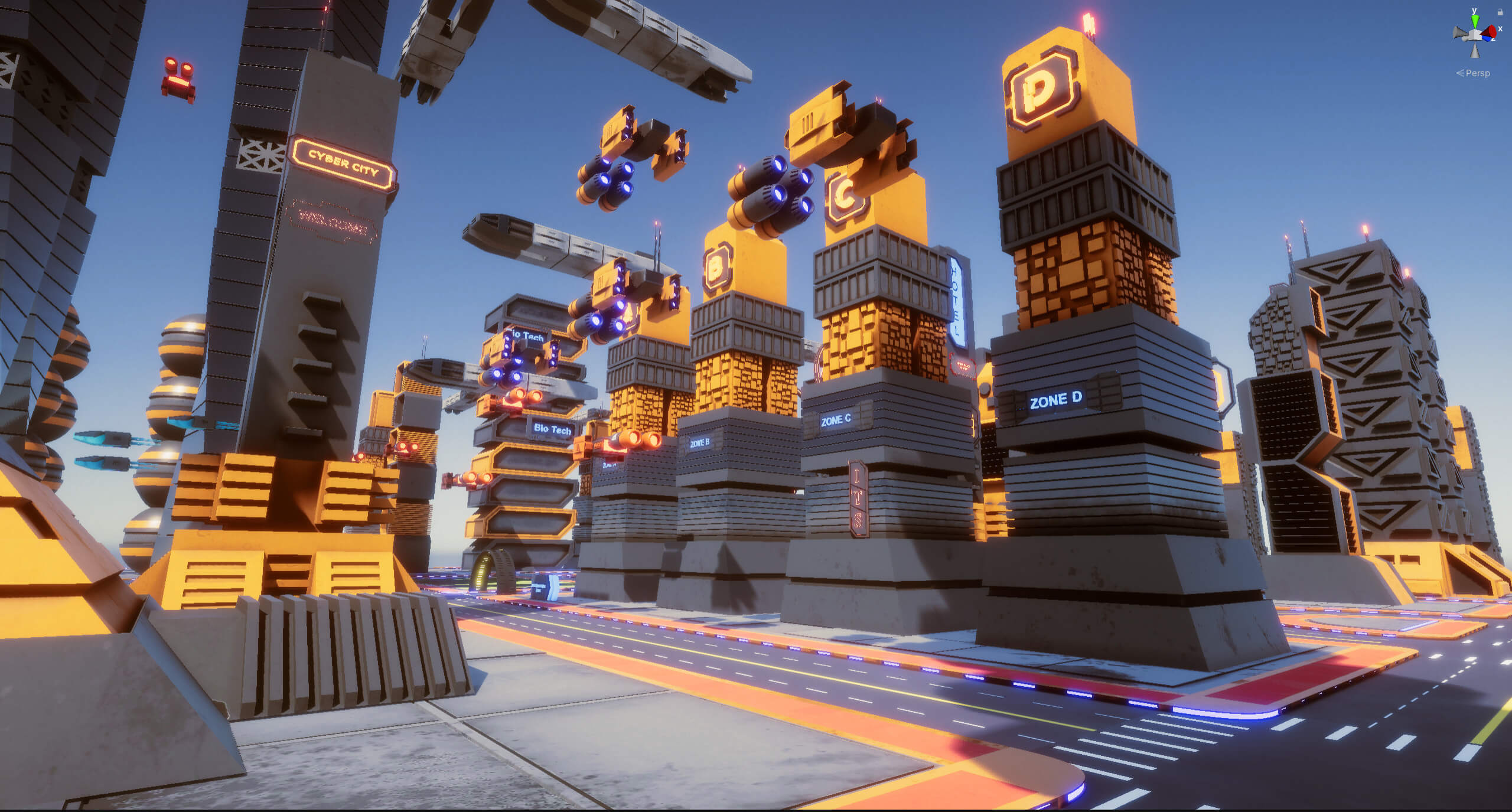 Sci-Fi City Block Level Design 3D Model by ApuArt