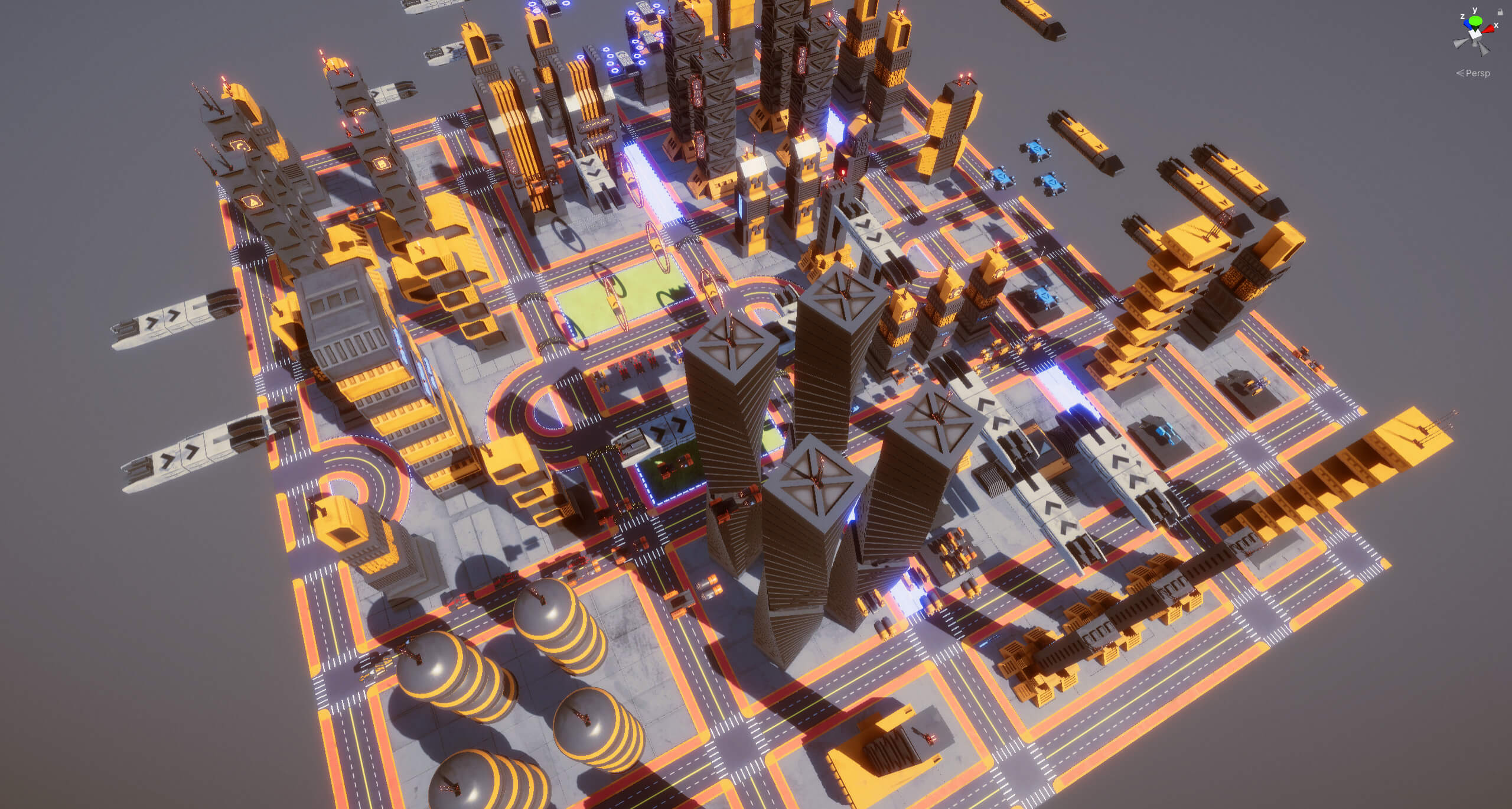 Sci-Fi City Block Level Design 3D Model by ApuArt
