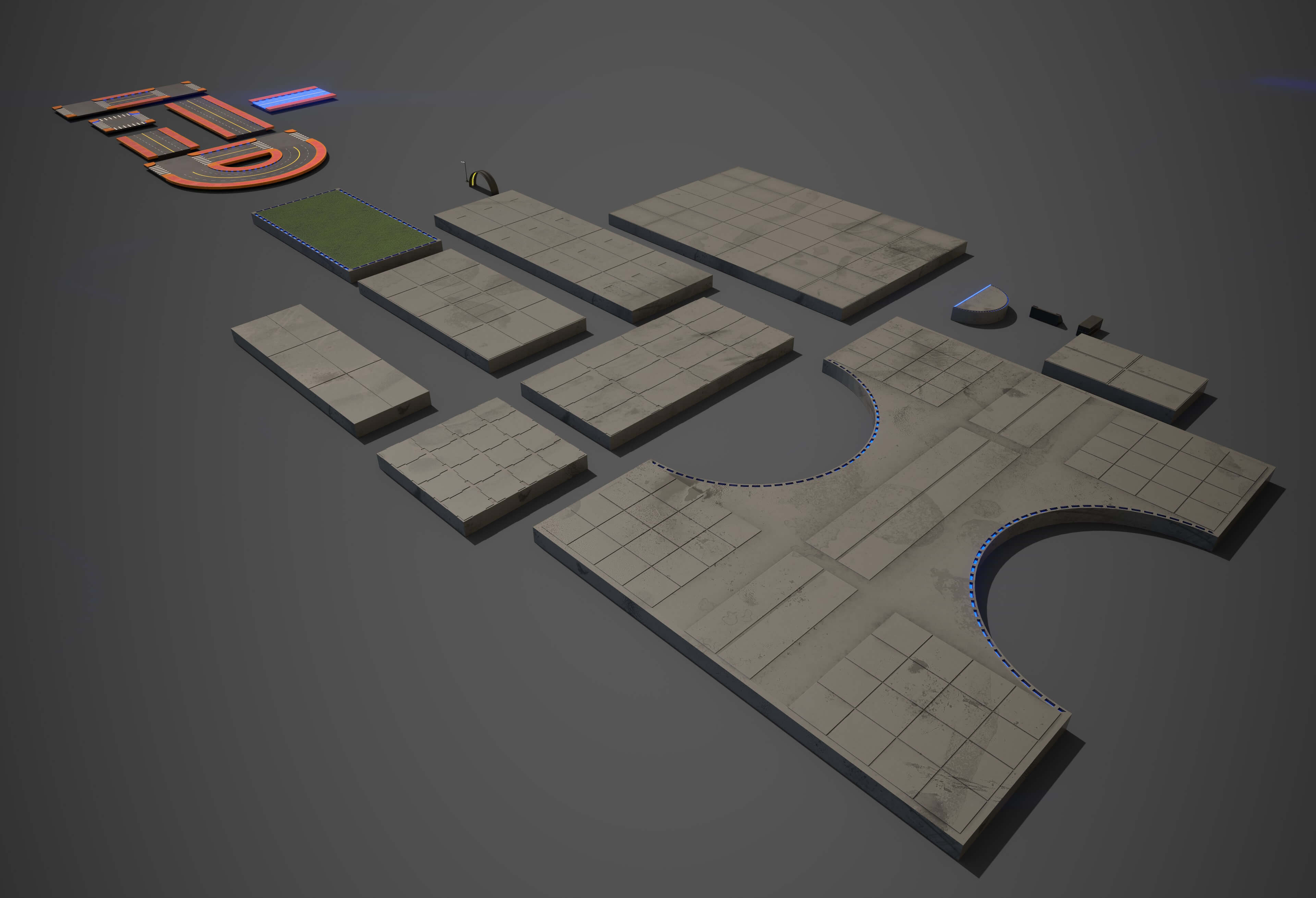 Sci-Fi Modular Road Pack 3D Model by ApuArt