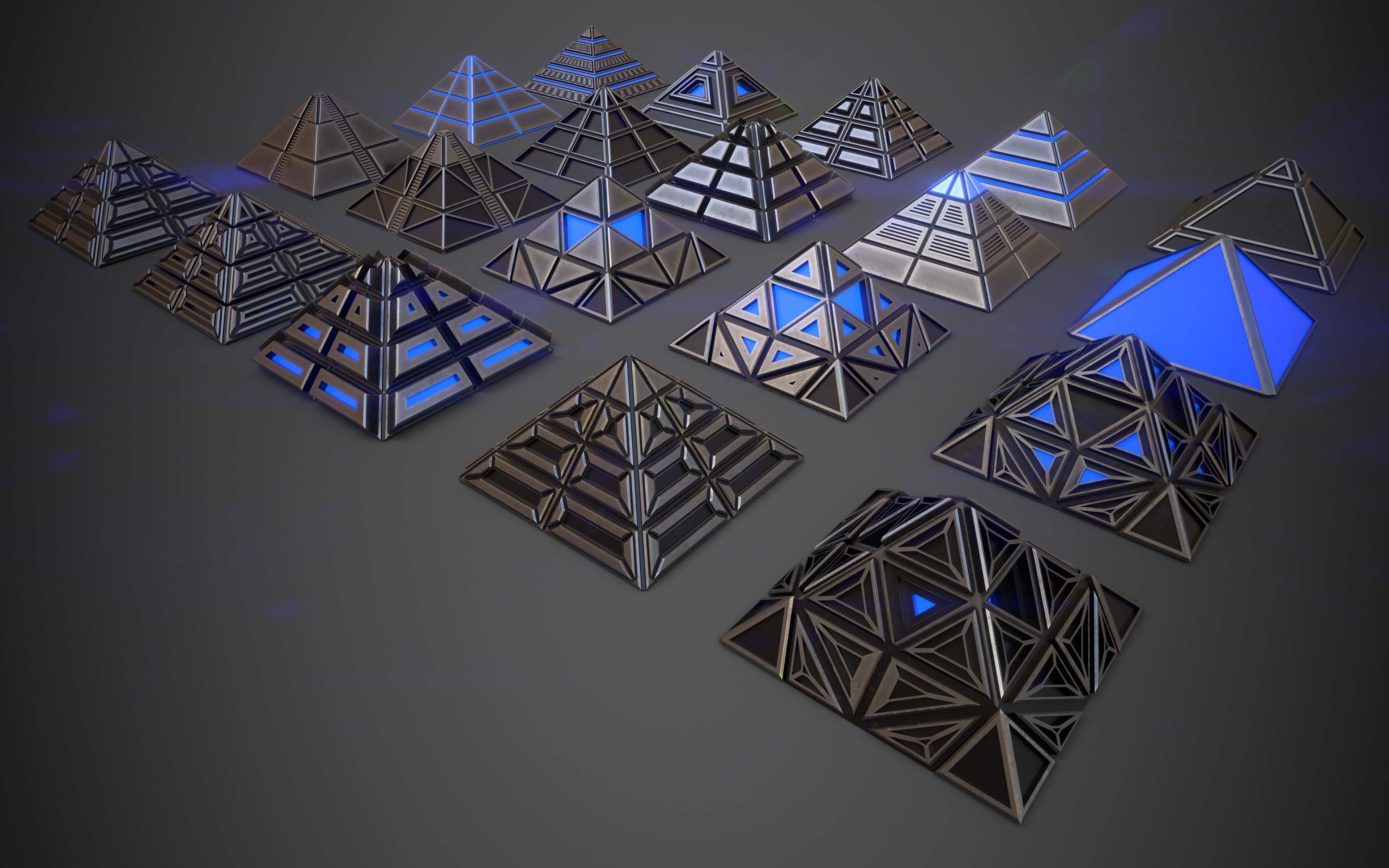 Sci-Fi Pyramid Metal 3D Model by ApuArt