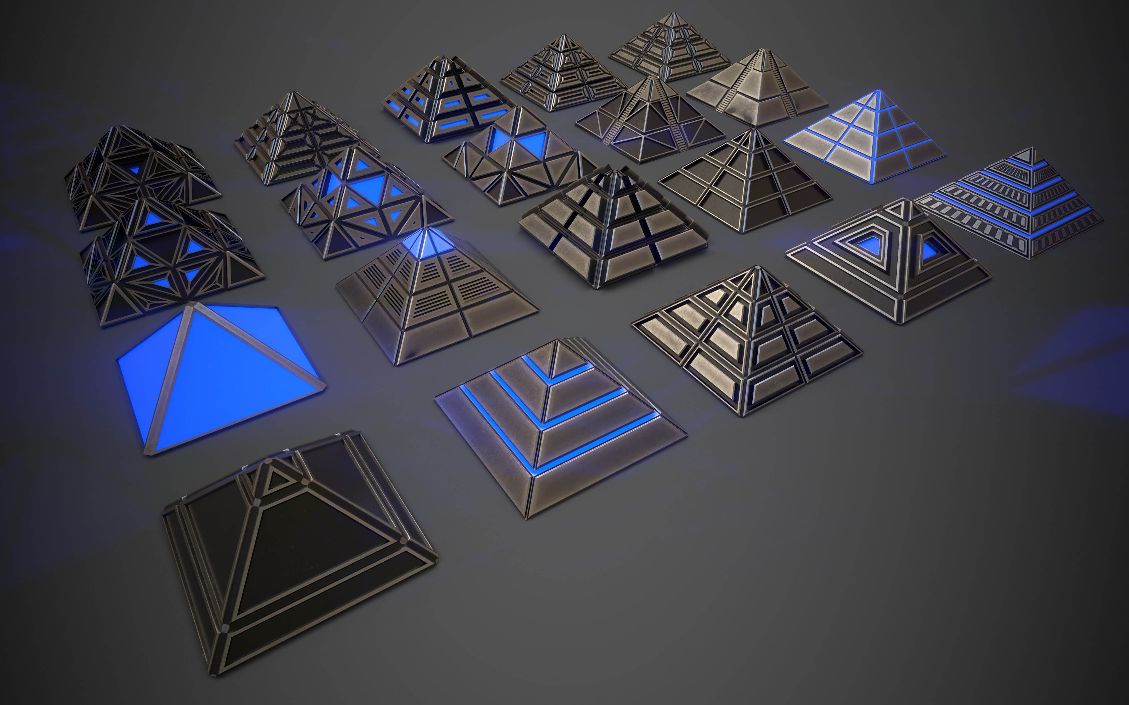 Sci-Fi Pyramid Metal 3D Model by ApuArt