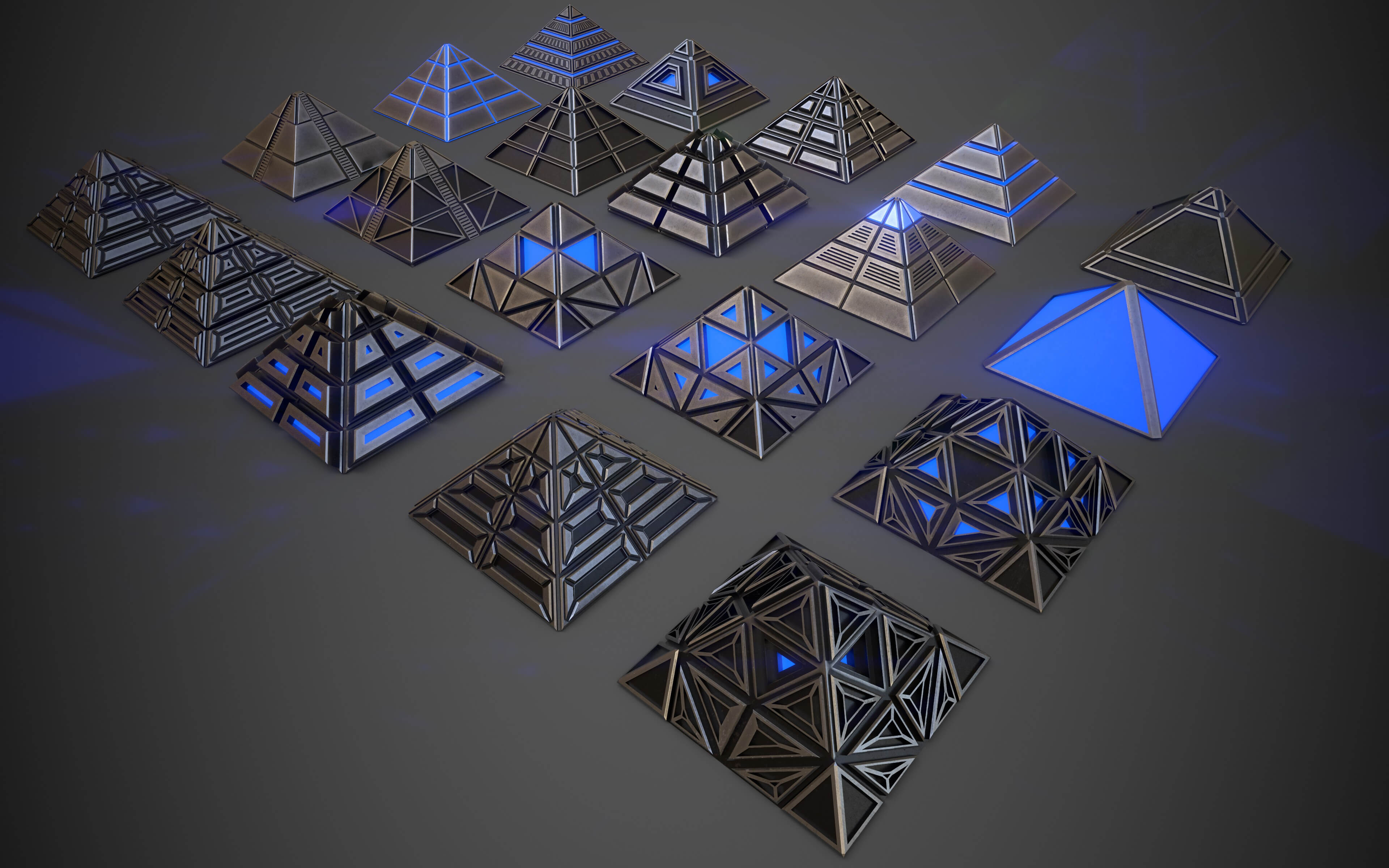 Sci-Fi Pyramid Metal 3D Model by ApuArt
