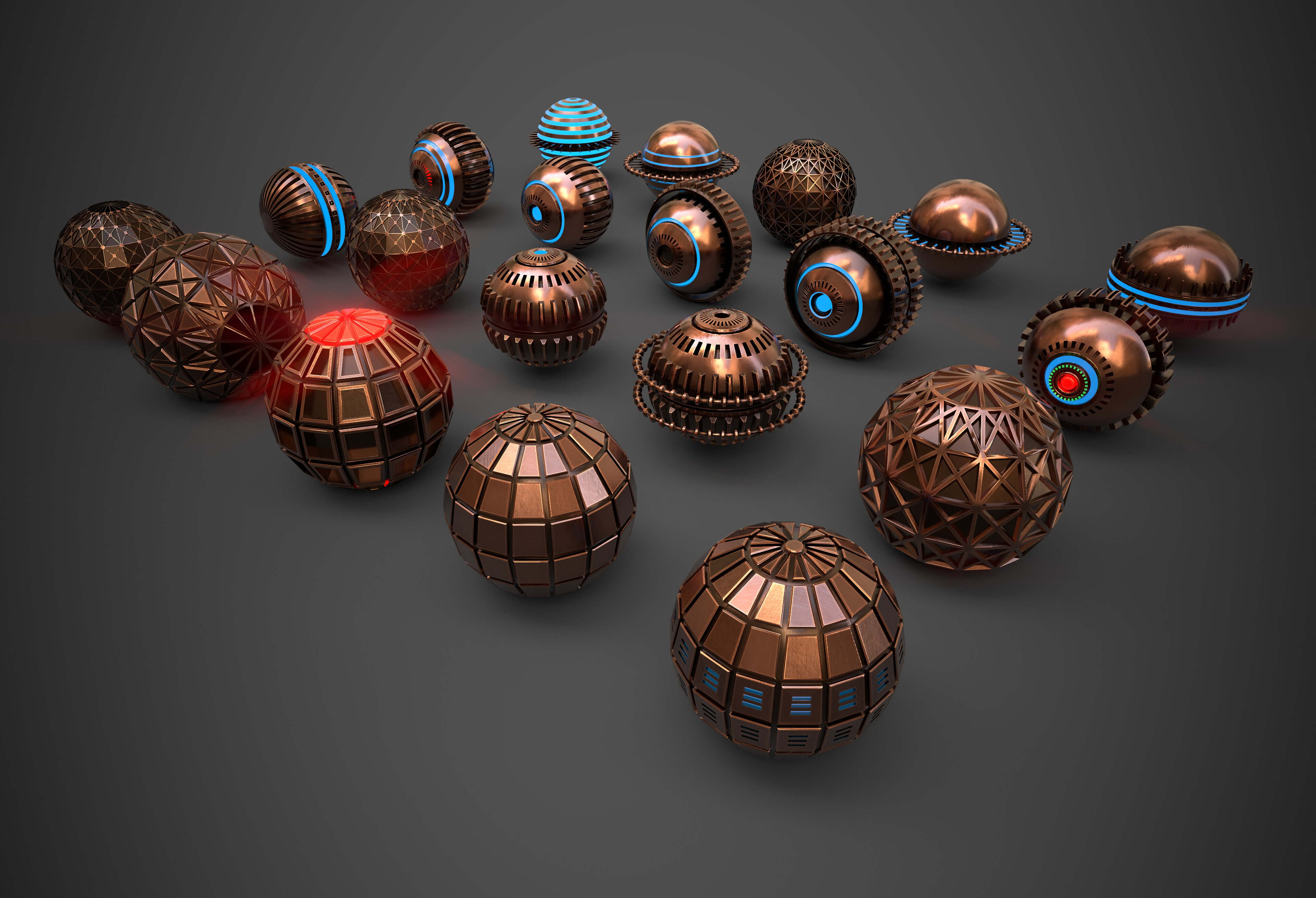 Sci-Fi Sphere Collection Metal Two 3D Model by ApuArt