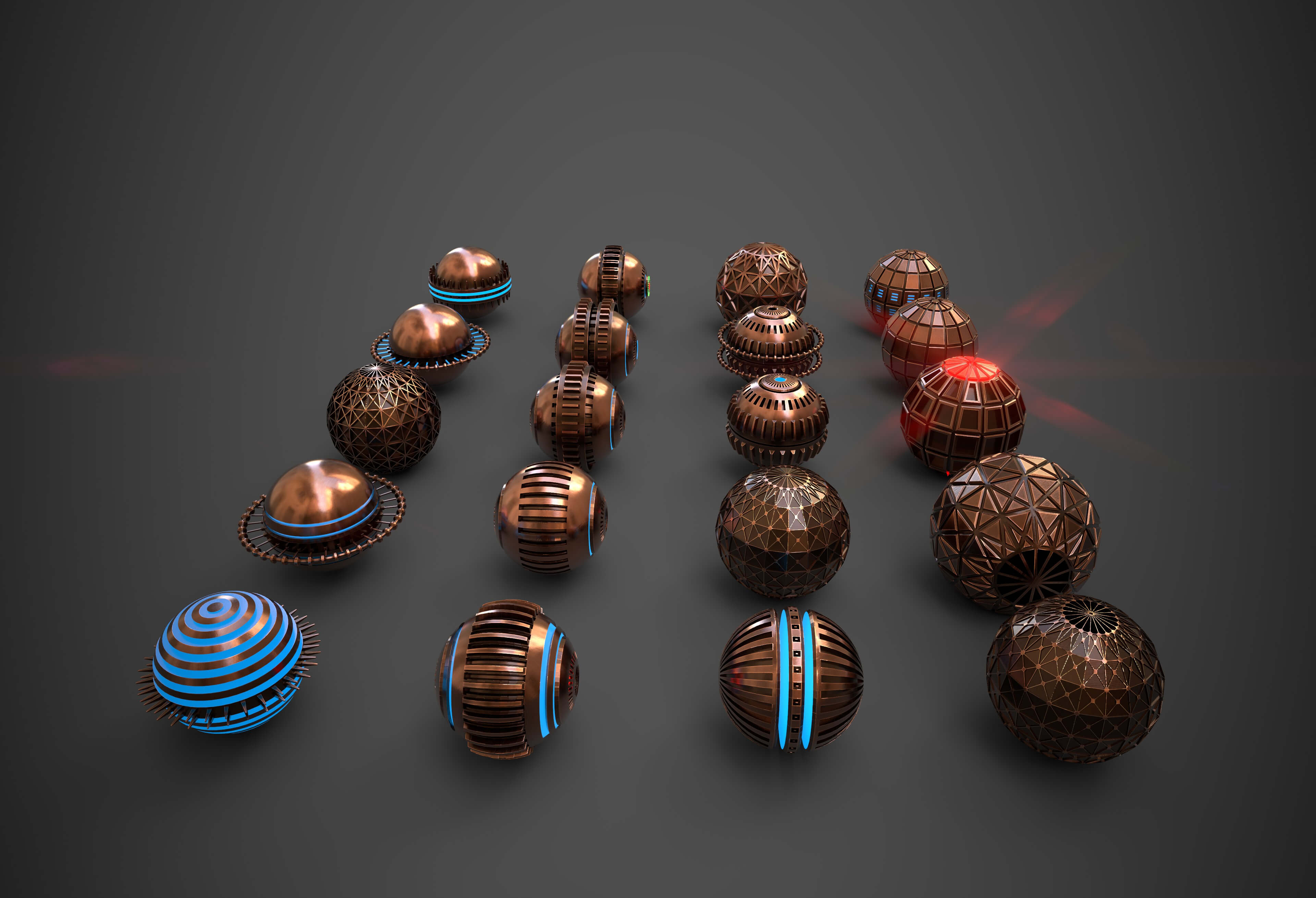 Sci-Fi Sphere Collection Metal Two 3D Model by ApuArt