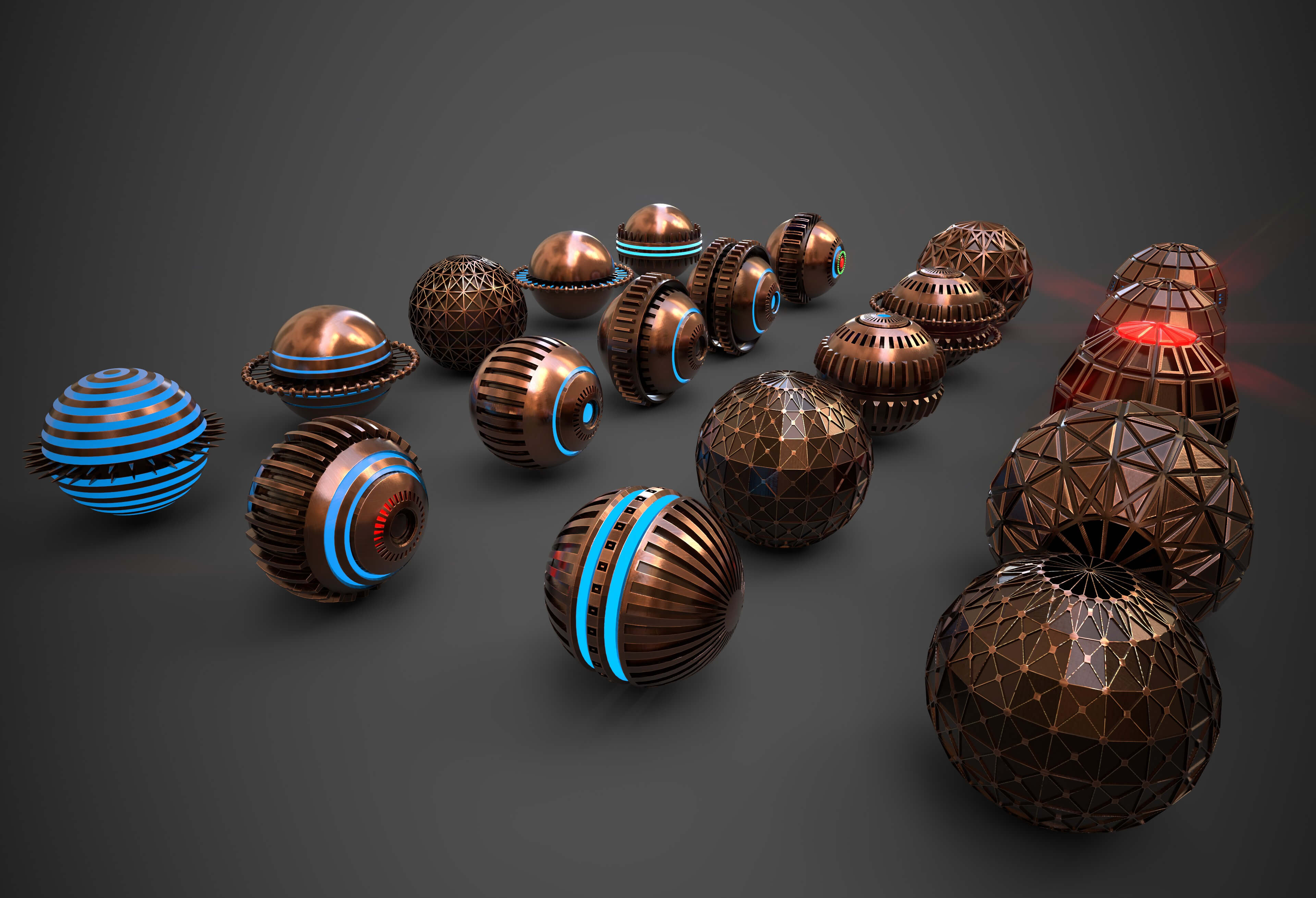 Sci-Fi Sphere Collection Metal Two 3D Model by ApuArt