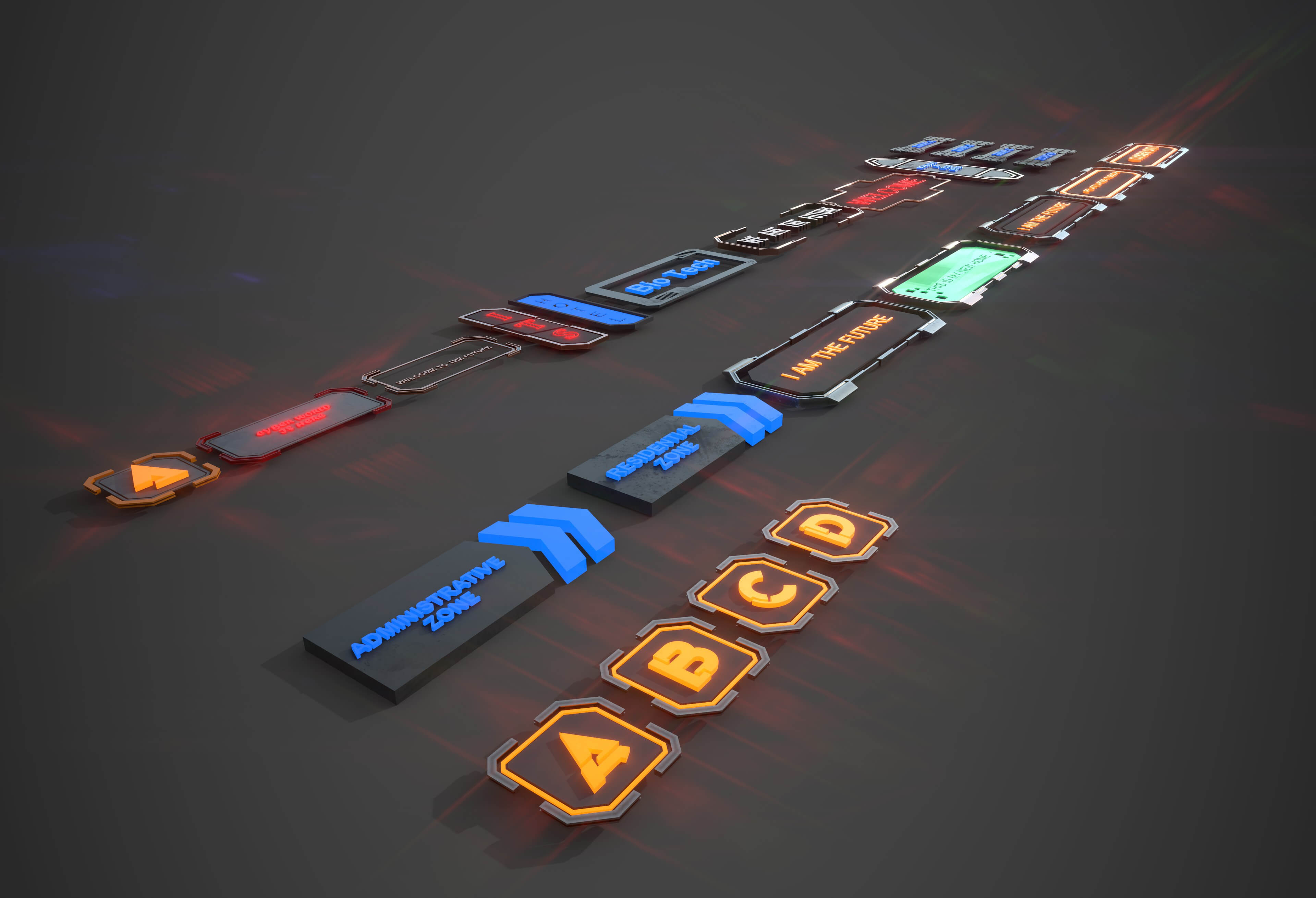 Sci-Fi Signboard Collection 3D Model by ApuArt