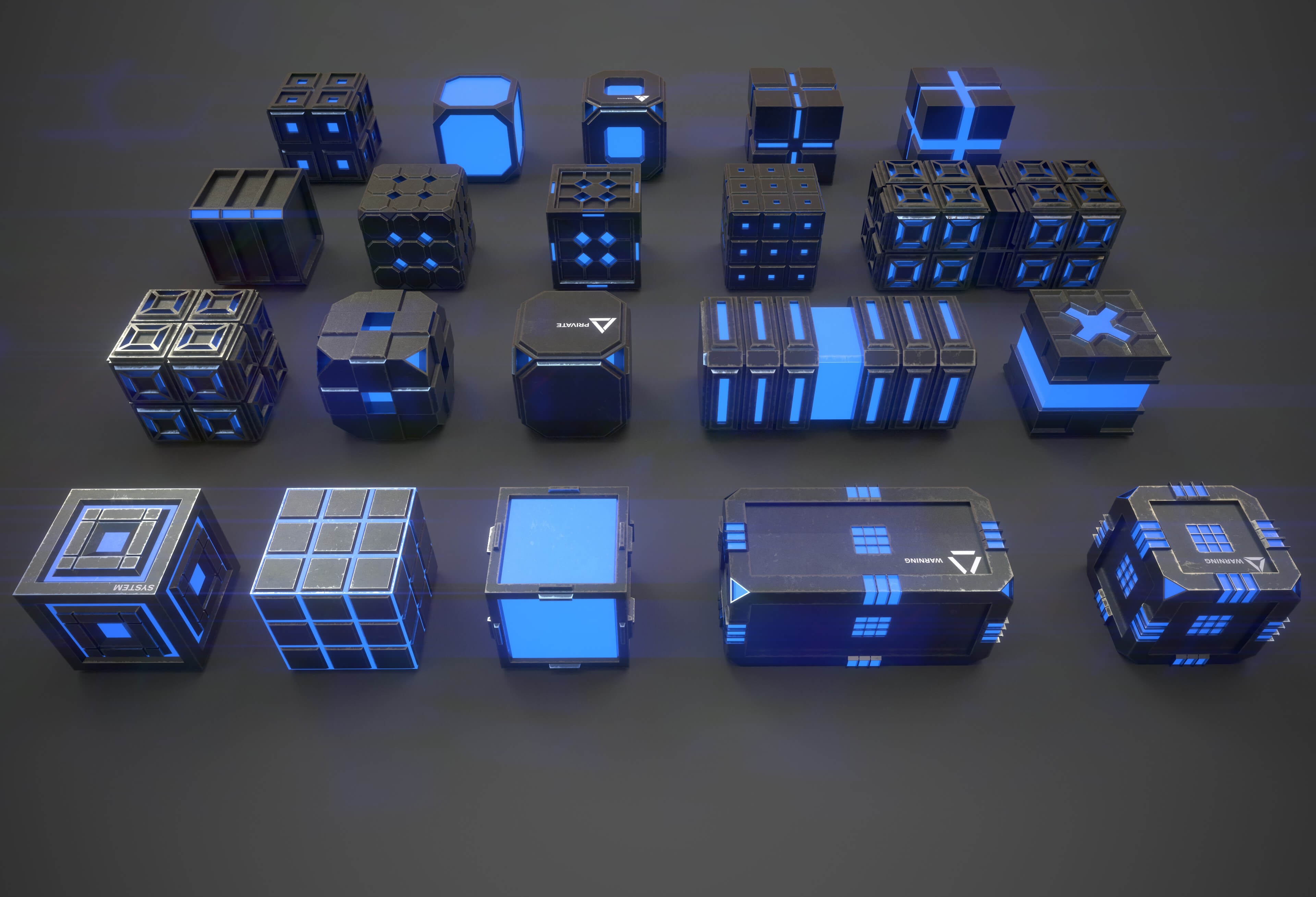 Sic-Fi Box Collection Metal 3D Model by ApuArt