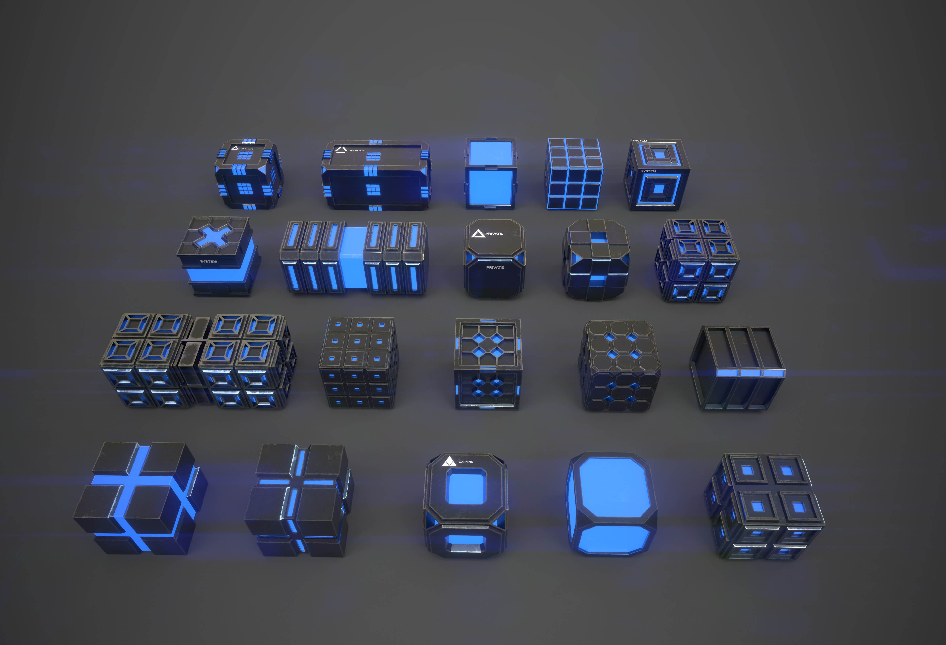 Sic-Fi Box Collection Metal 3D Model by ApuArt